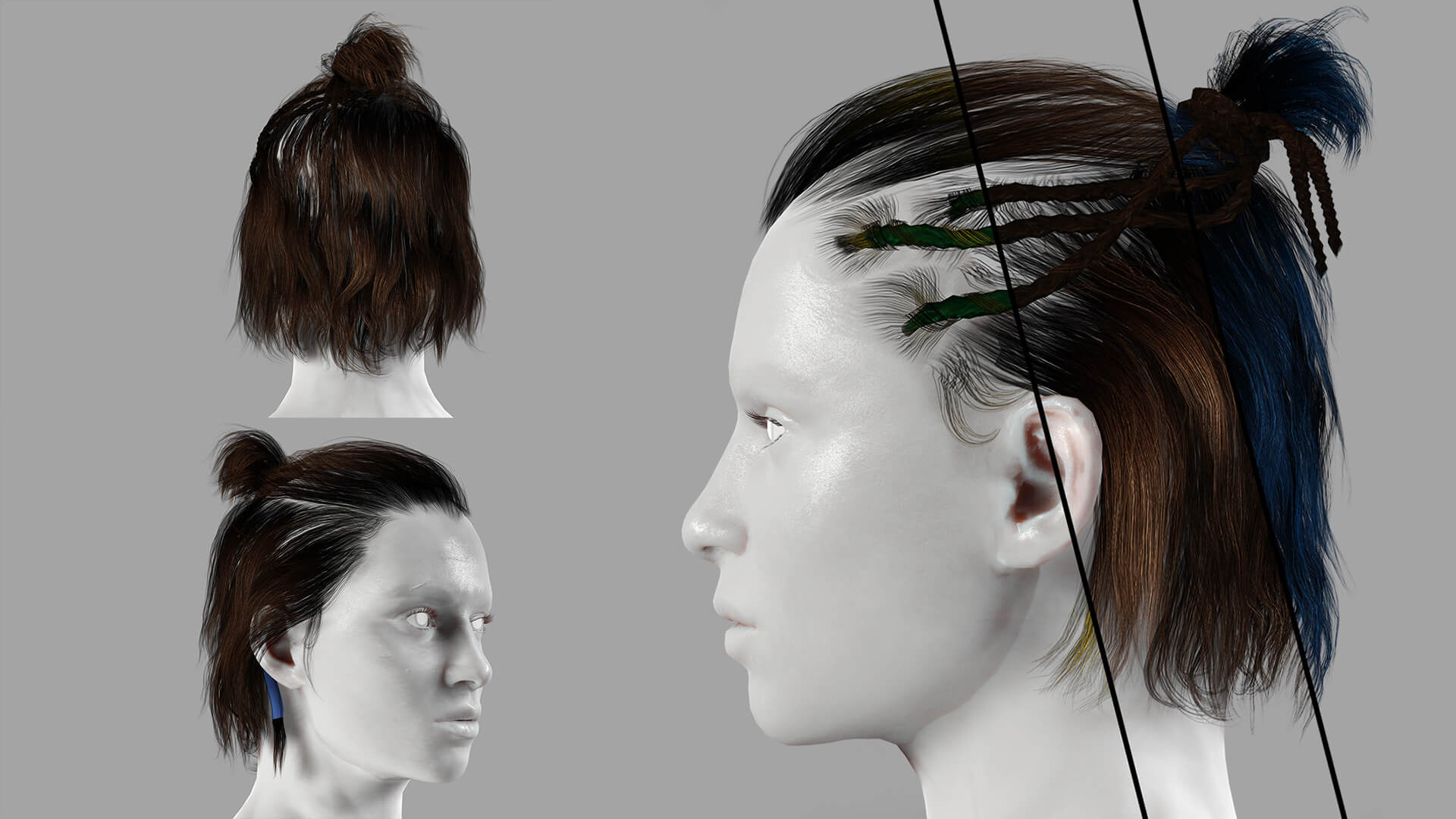 Female Hair Afro Latina Braids - 3D Model by khaloui