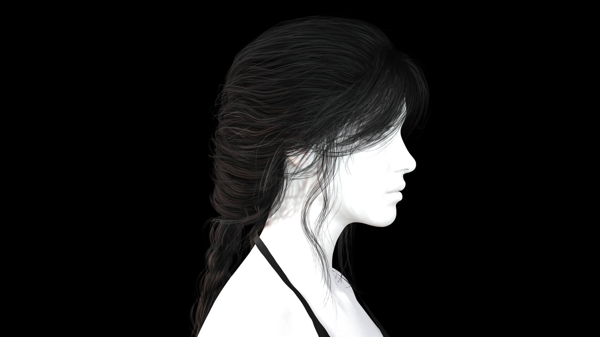 Realistic Female Hair Braid Low Poly - 3D Model by khaloui