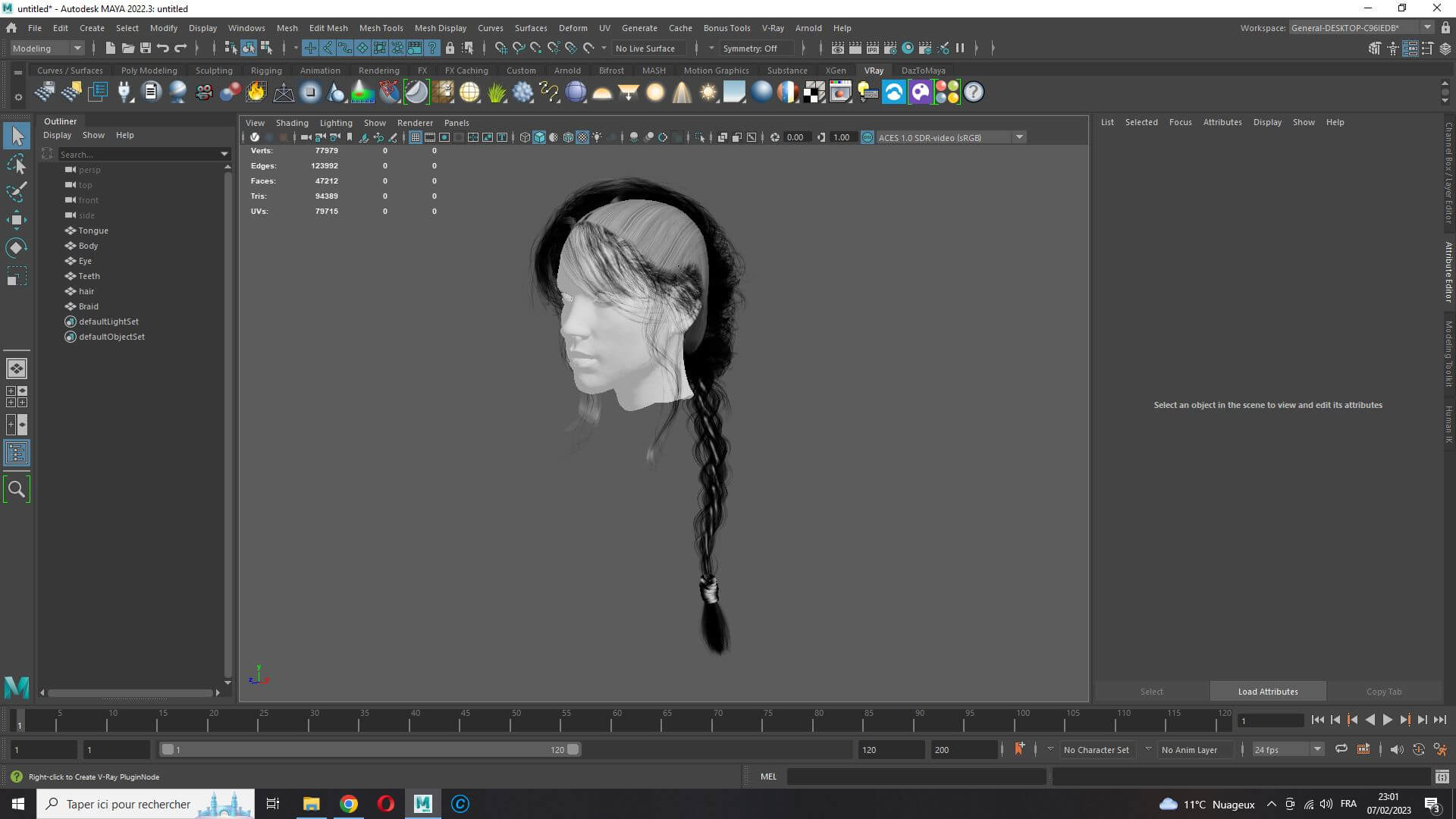 Female Hair Braid - 3D Model by khaloui