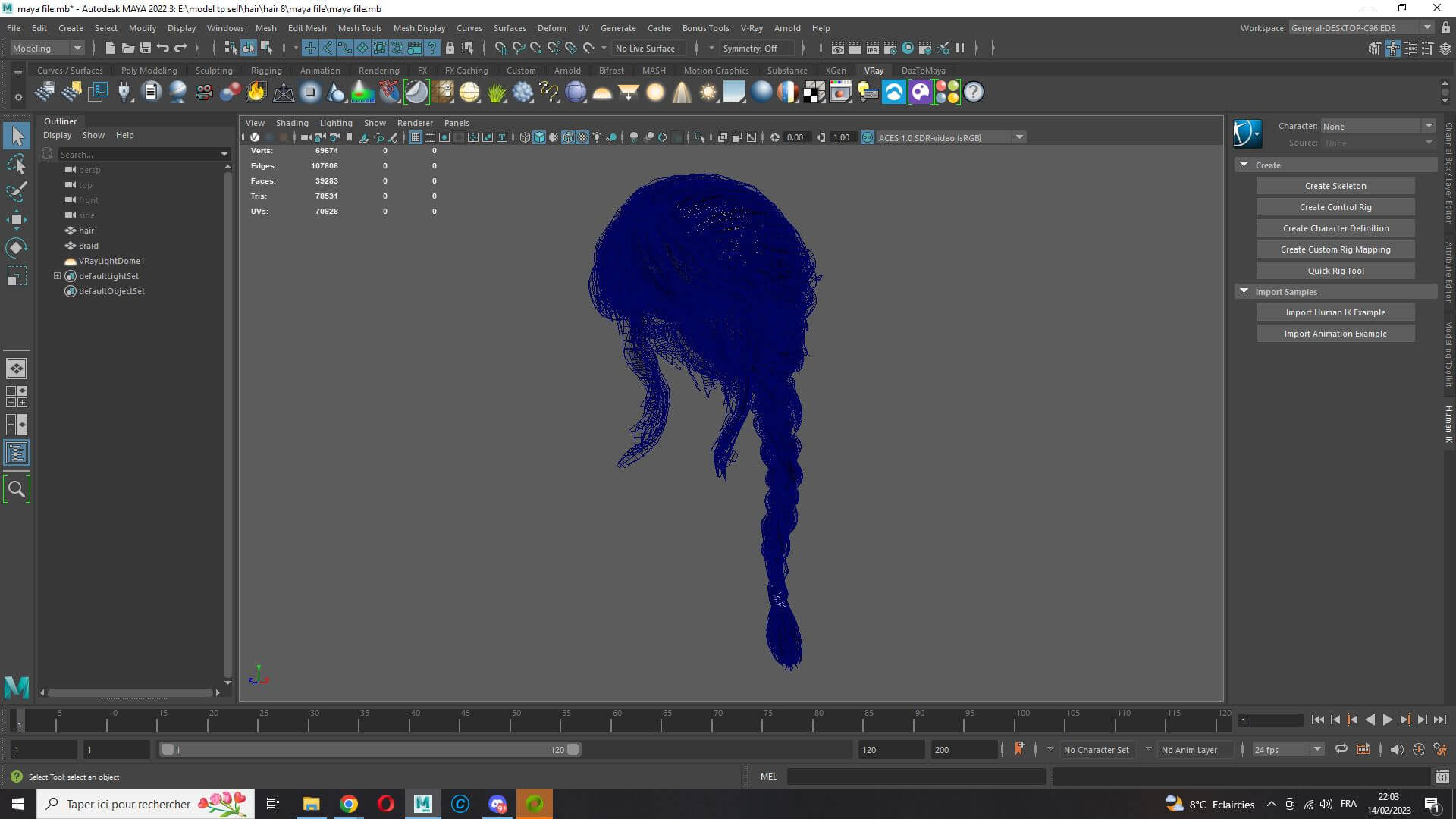 Female Hair Braid - 3D Model by khaloui