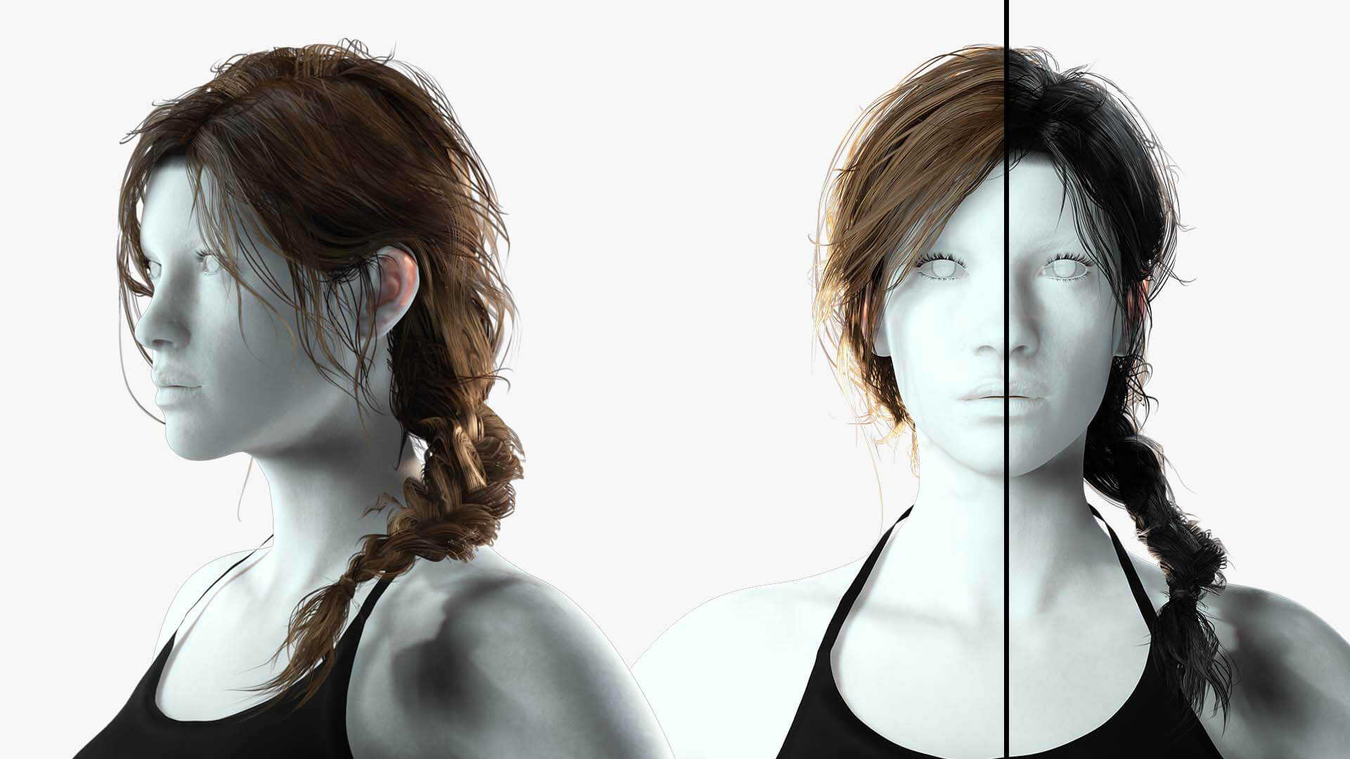 Female Hair Braid Side - 3D Model by khaloui