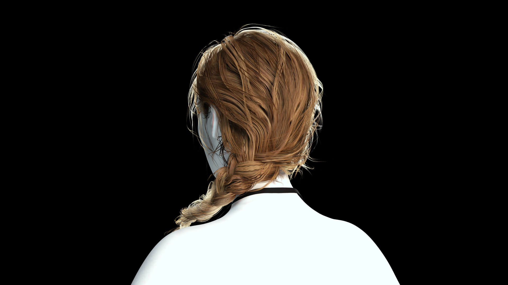 Female Hair Braid Side - 3D Model by khaloui