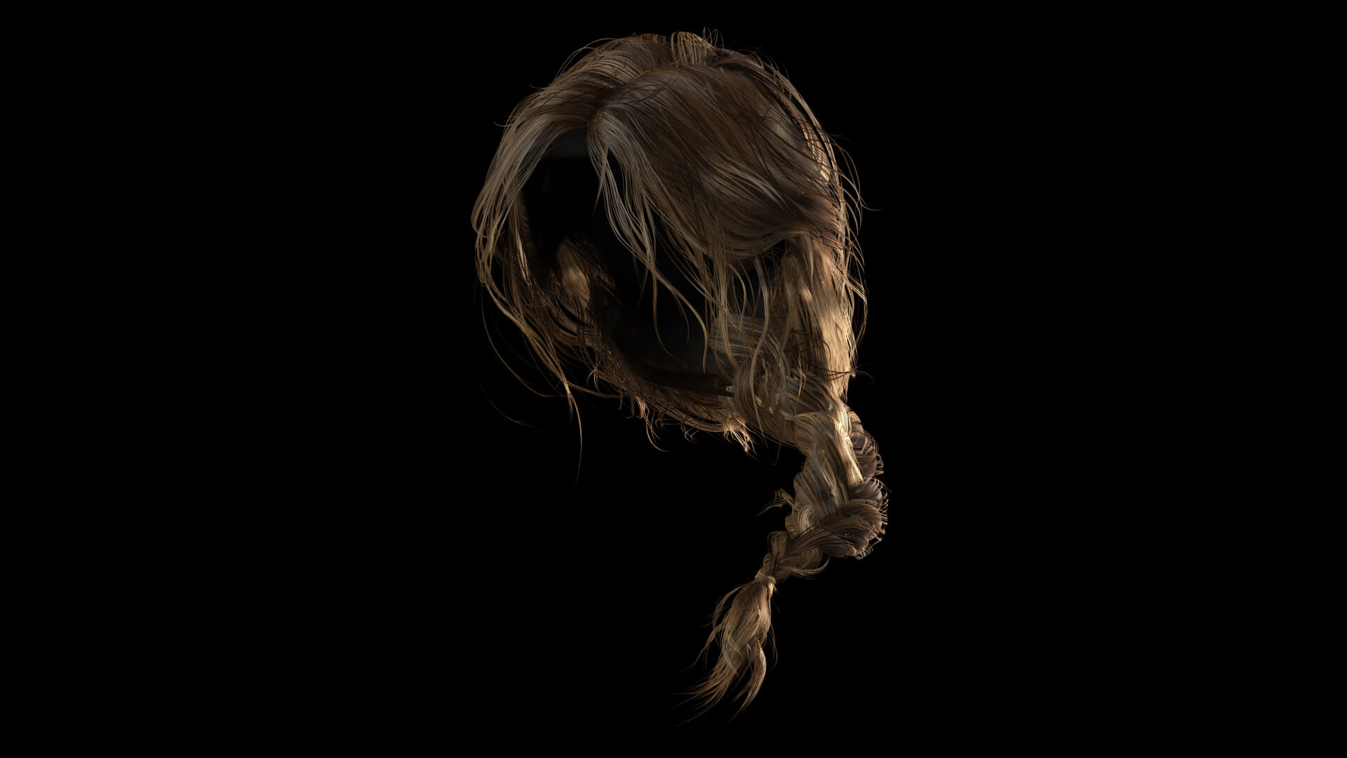Female Hair Braid Side - 3D Model by khaloui