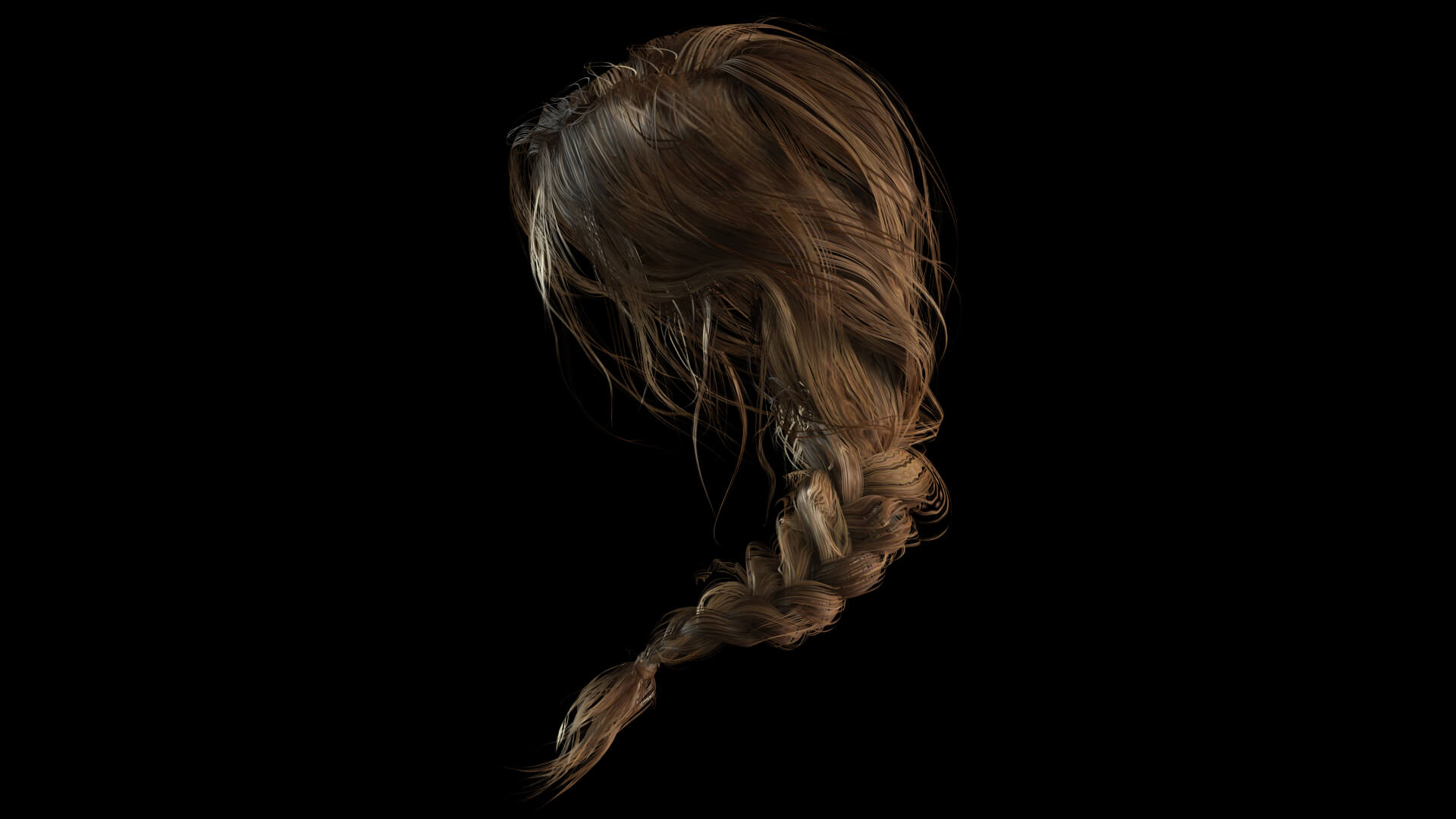 Female Hair Braid Side - 3D Model by khaloui