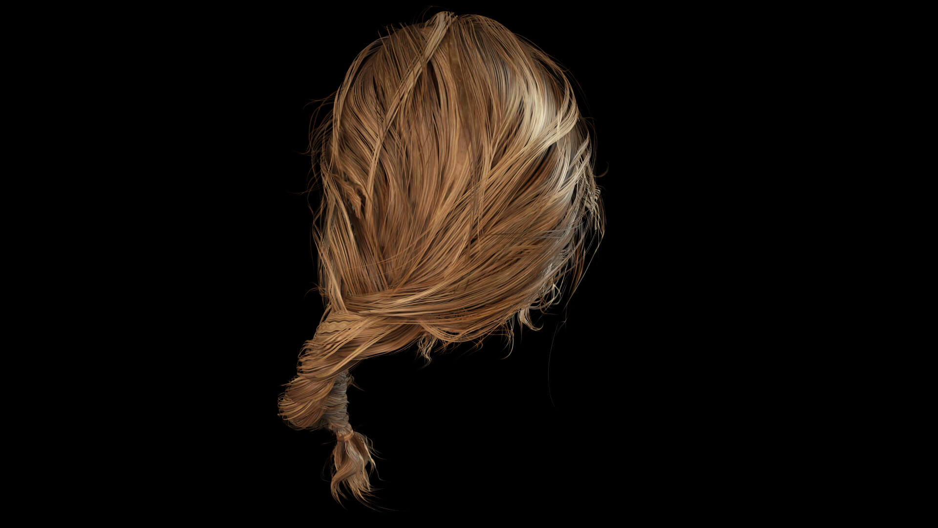 Female Hair Braid Side - 3D Model by khaloui