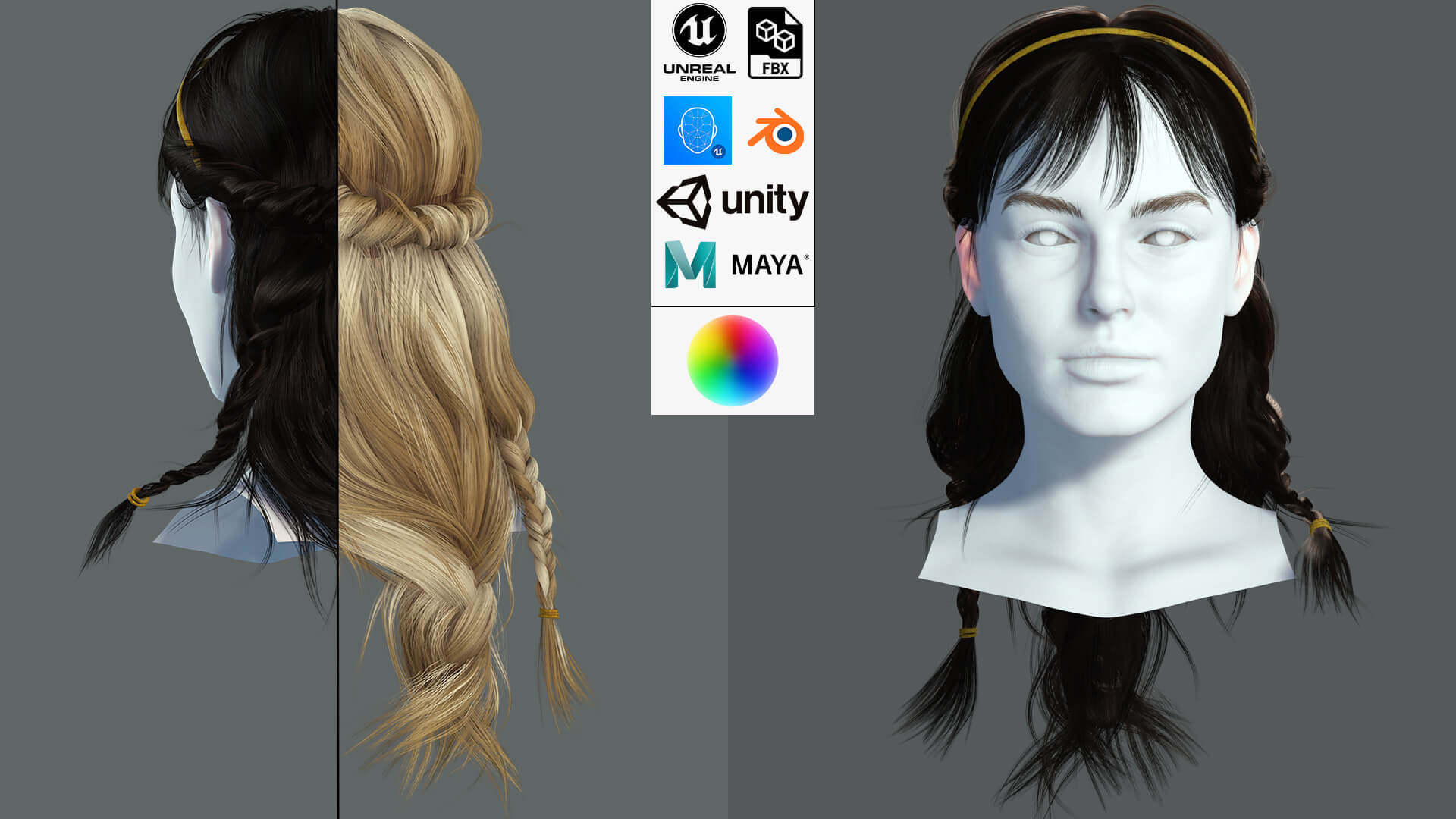 Realistic Female Hair Card 10 - 3D Model by khaloui