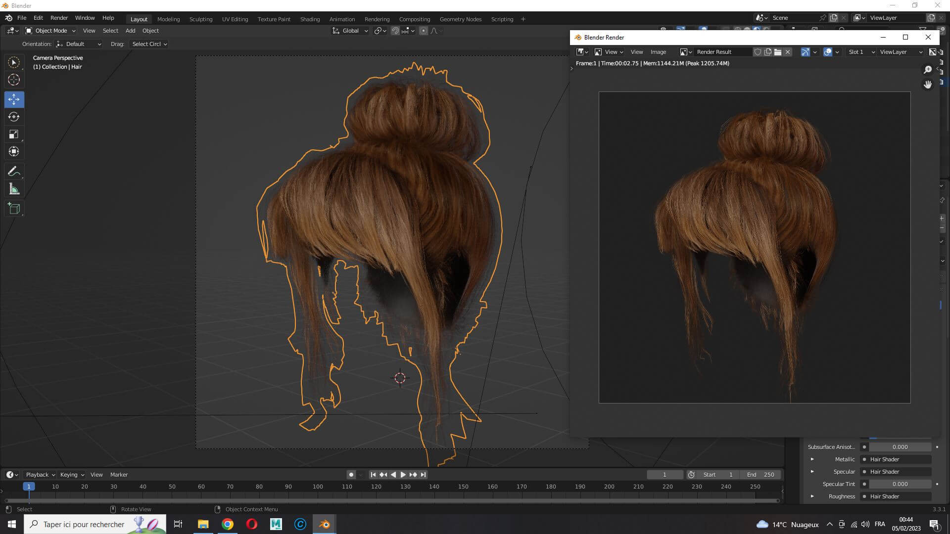 Female Hair Colorable - 3D Model by khaloui