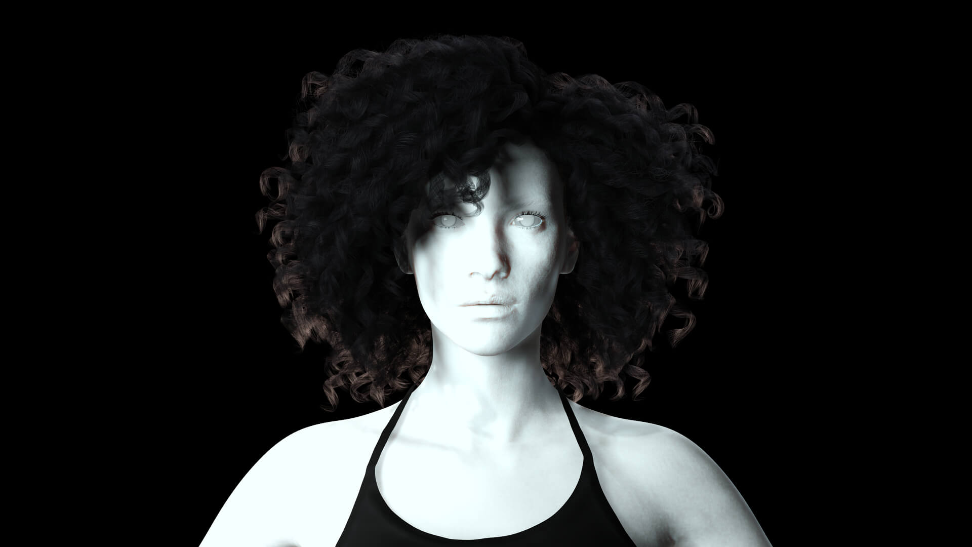 Realistic Female Hair Curly Low Poly - 3D Model by khaloui