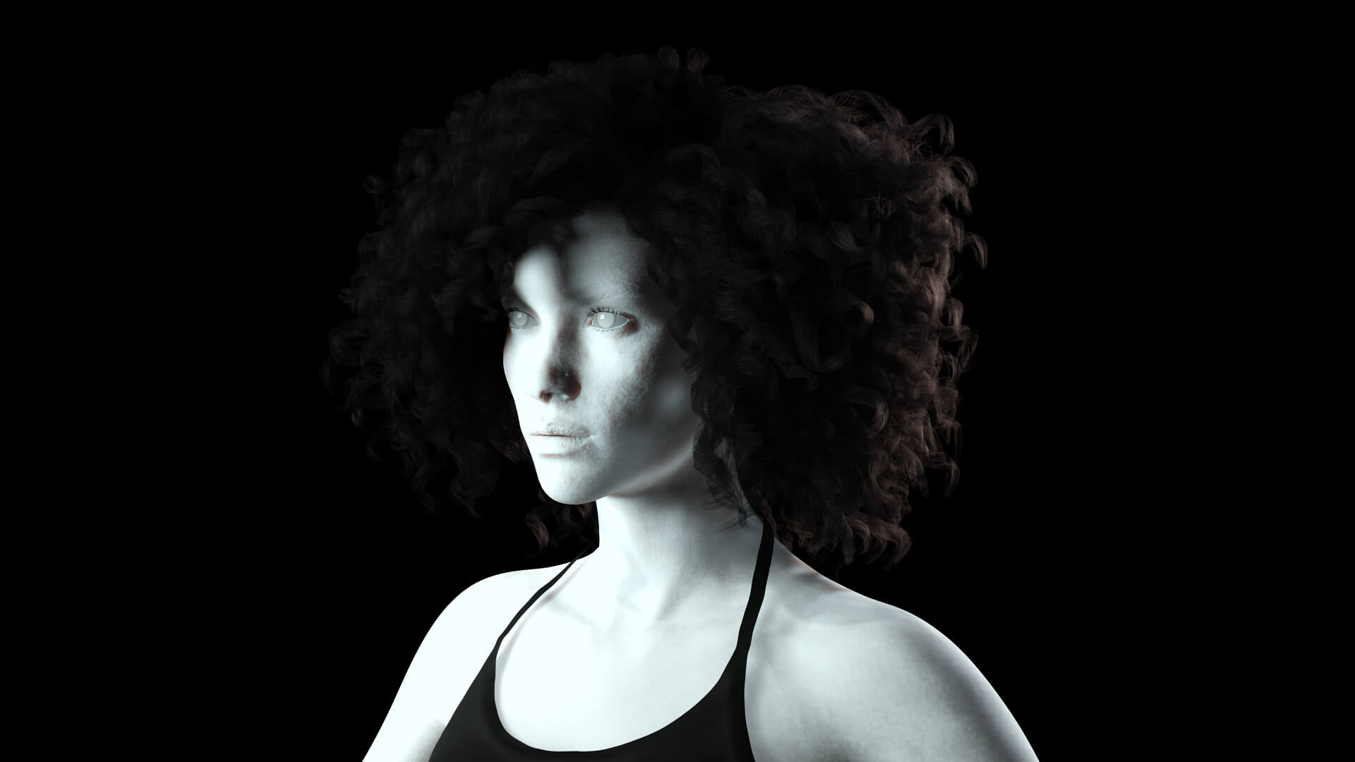 Realistic Female Hair Curly Low Poly - 3D Model by khaloui