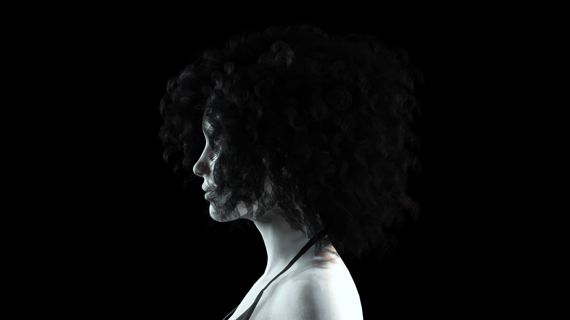Realistic Female Hair Curly Low Poly - 3D Model by khaloui