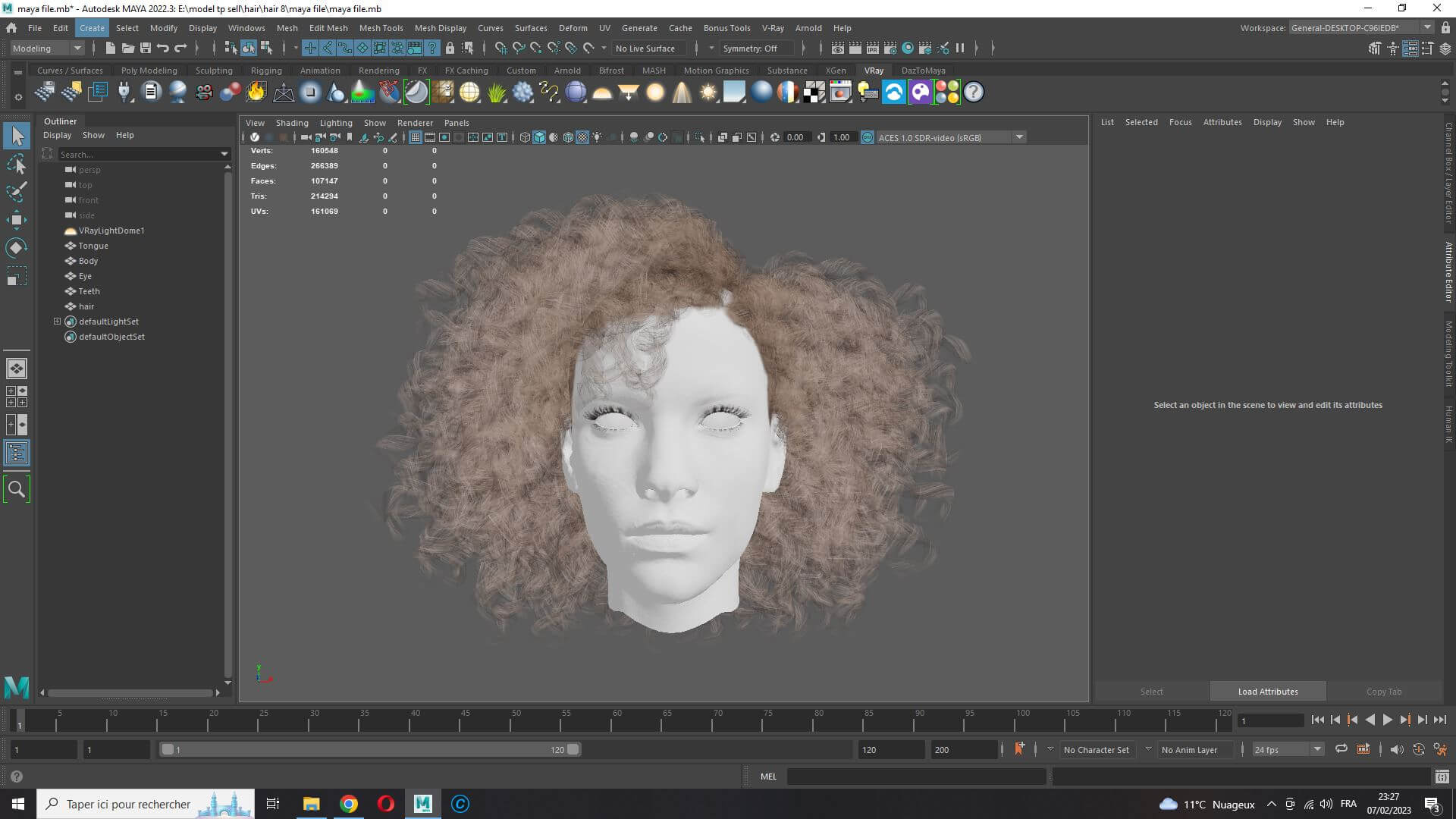 Realistic Female Hair Curly Low Poly - 3D Model by khaloui