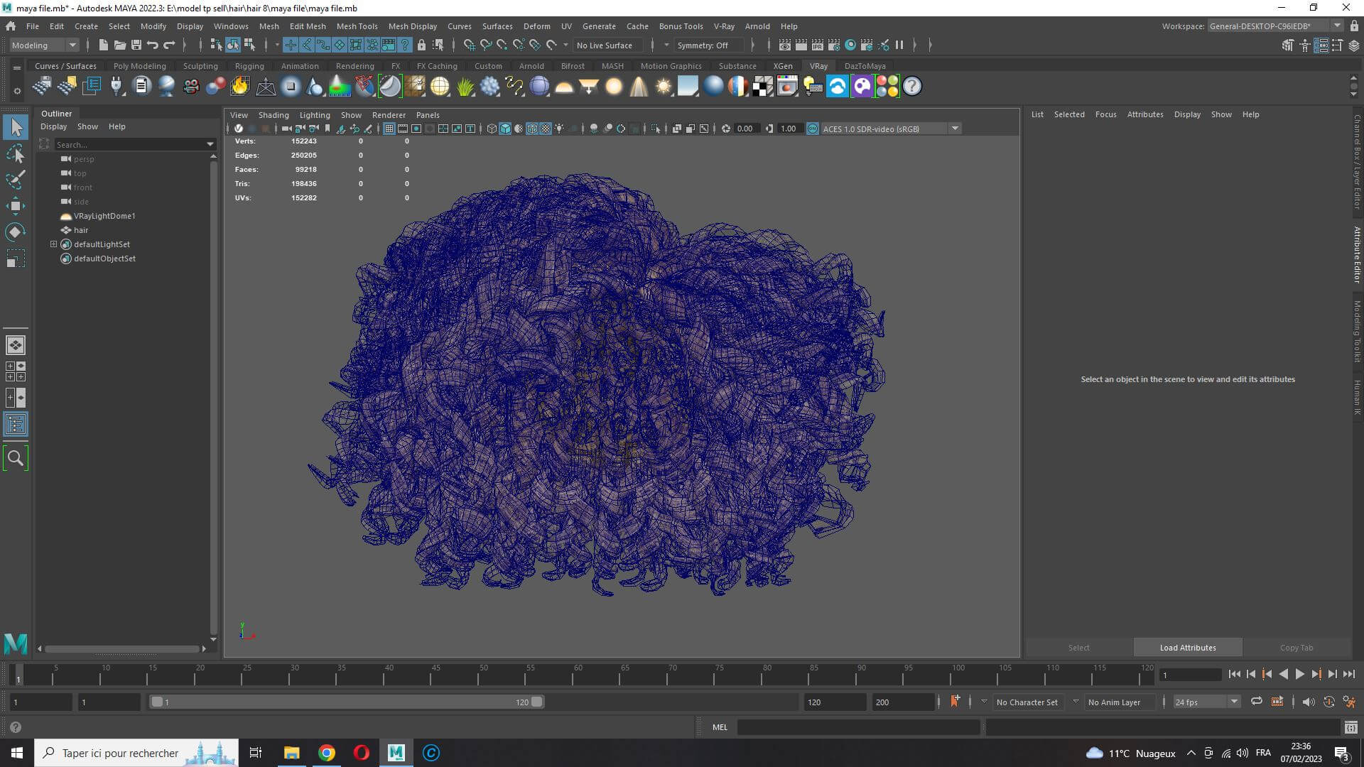 Realistic Female Hair Curly Low Poly - 3D Model by khaloui