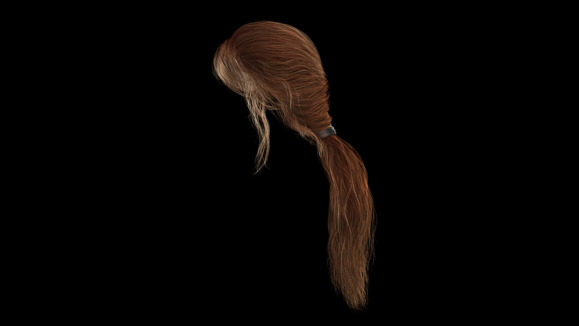 Realistic Female Hair Long Tail Low Poly - 3D Model by khaloui