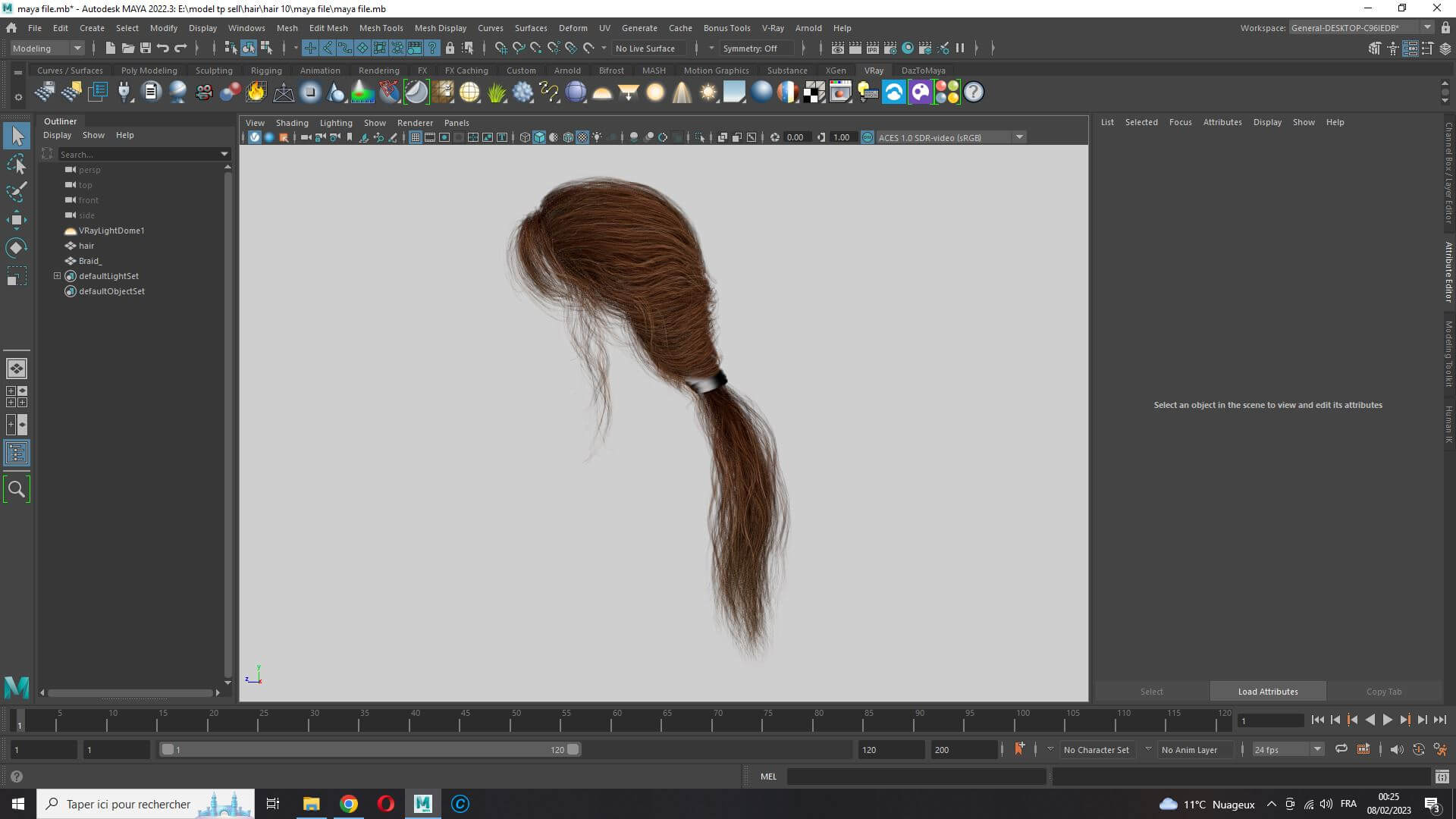 Realistic Female Hair Long Tail Low Poly - 3D Model by khaloui