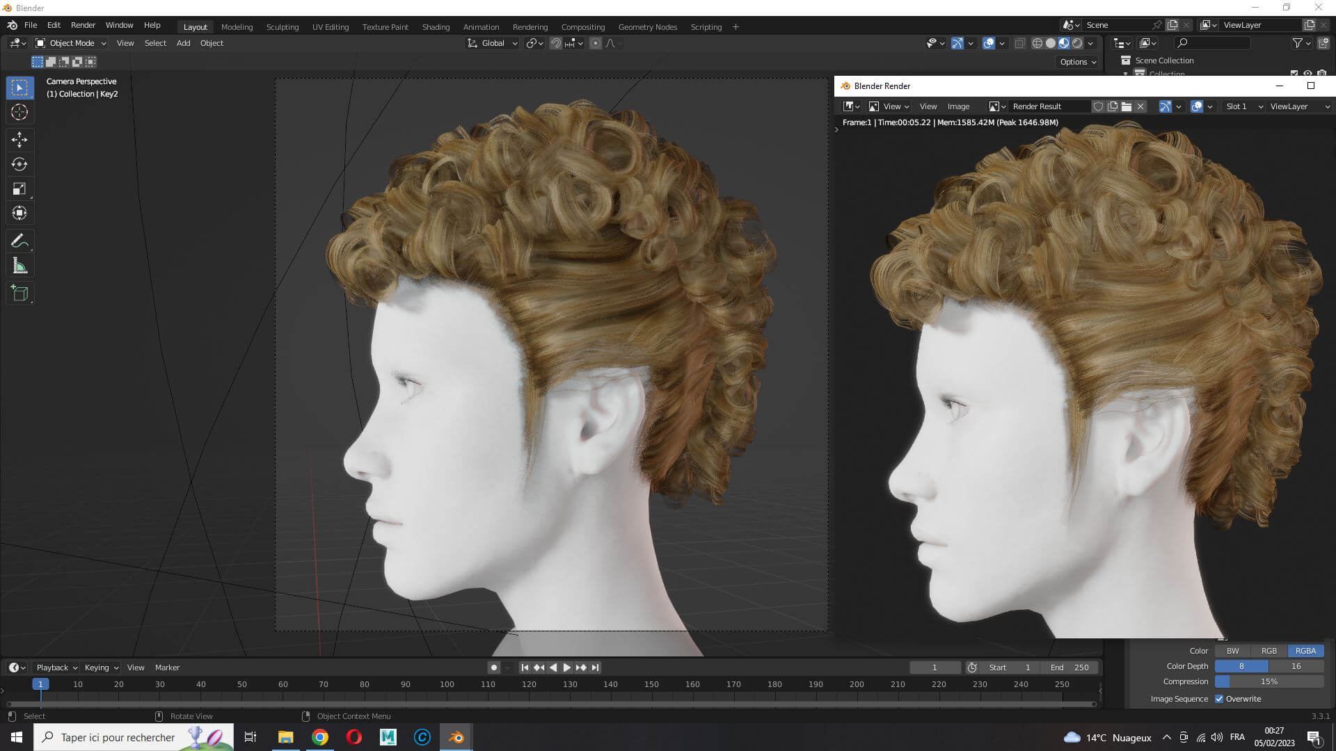 Realistic Female Hair Modern - 3D Model by khaloui