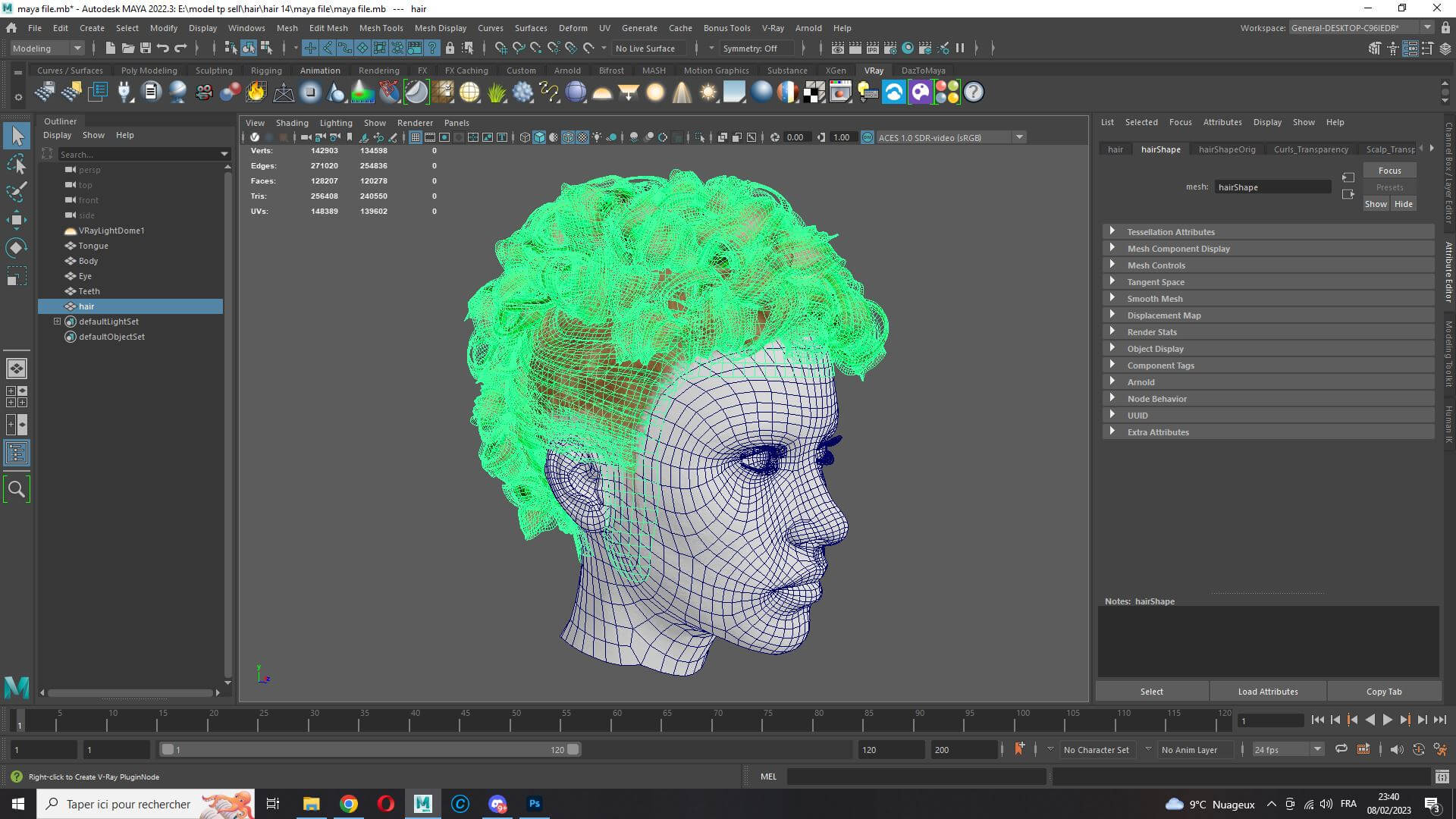 Realistic Female Hair Modern - 3D Model by khaloui