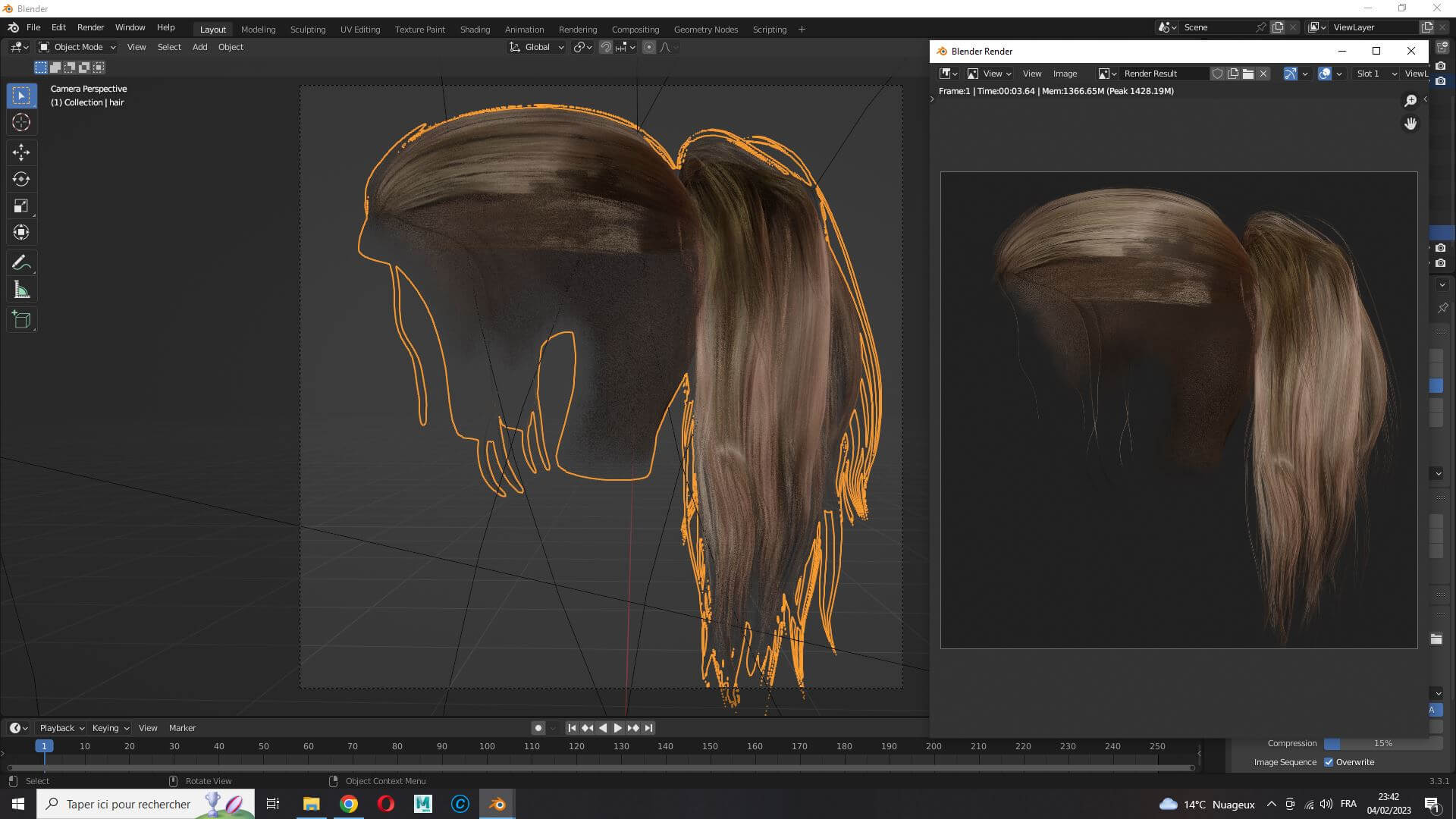 Female Hair Tail - 3D Model by khaloui