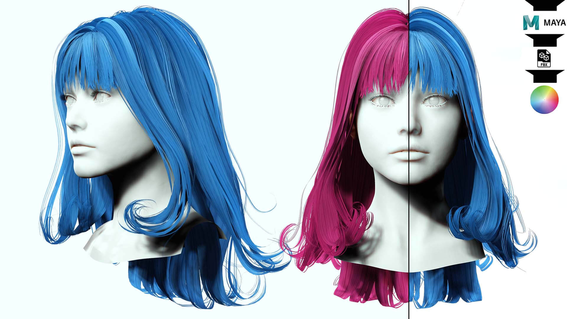 Realistic Female Hair - 3D Model by khaloui
