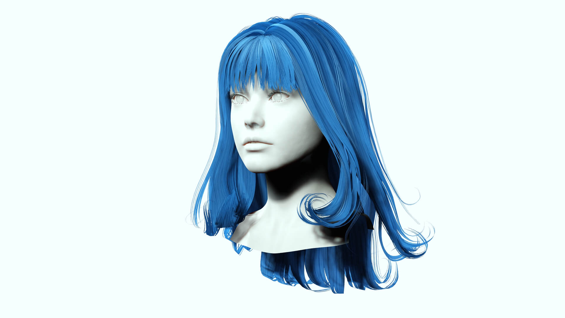 Realistic Female Hair - 3D Model by khaloui