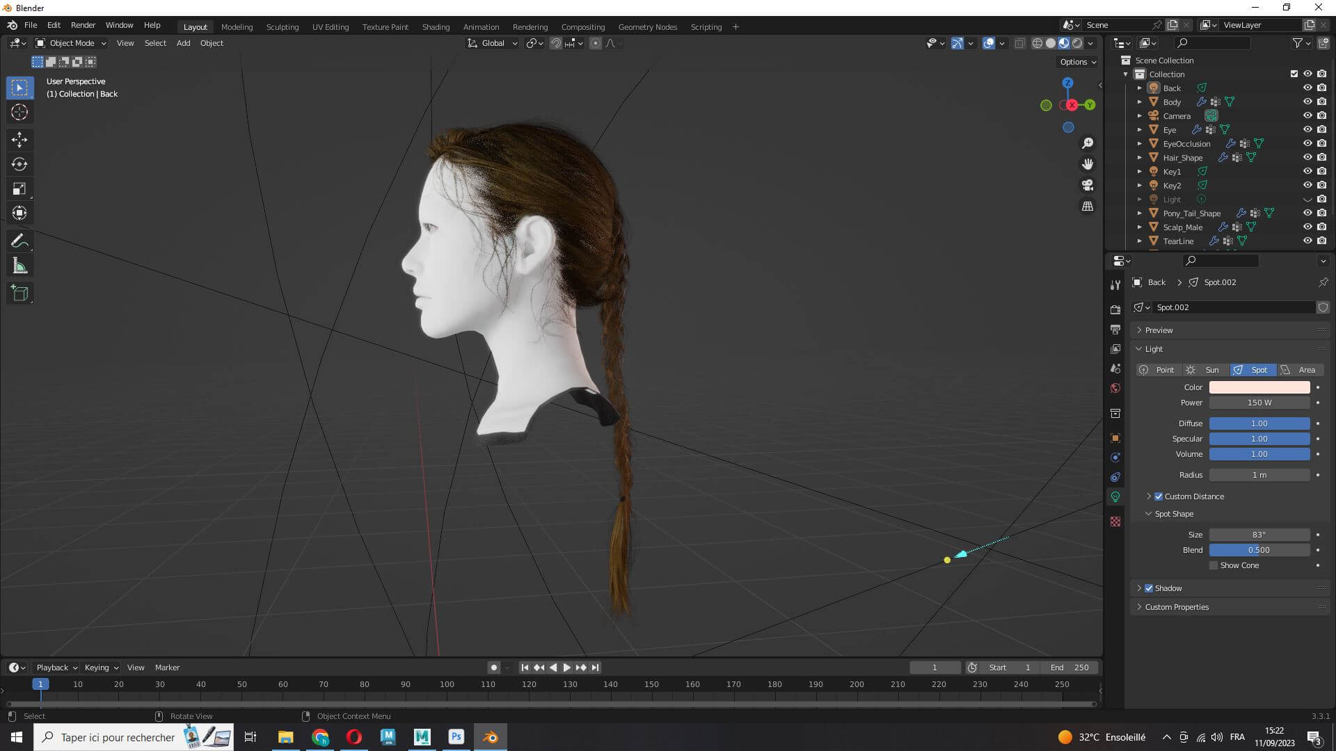 Female Hairstyle - Long Braid 3D Model by khaloui