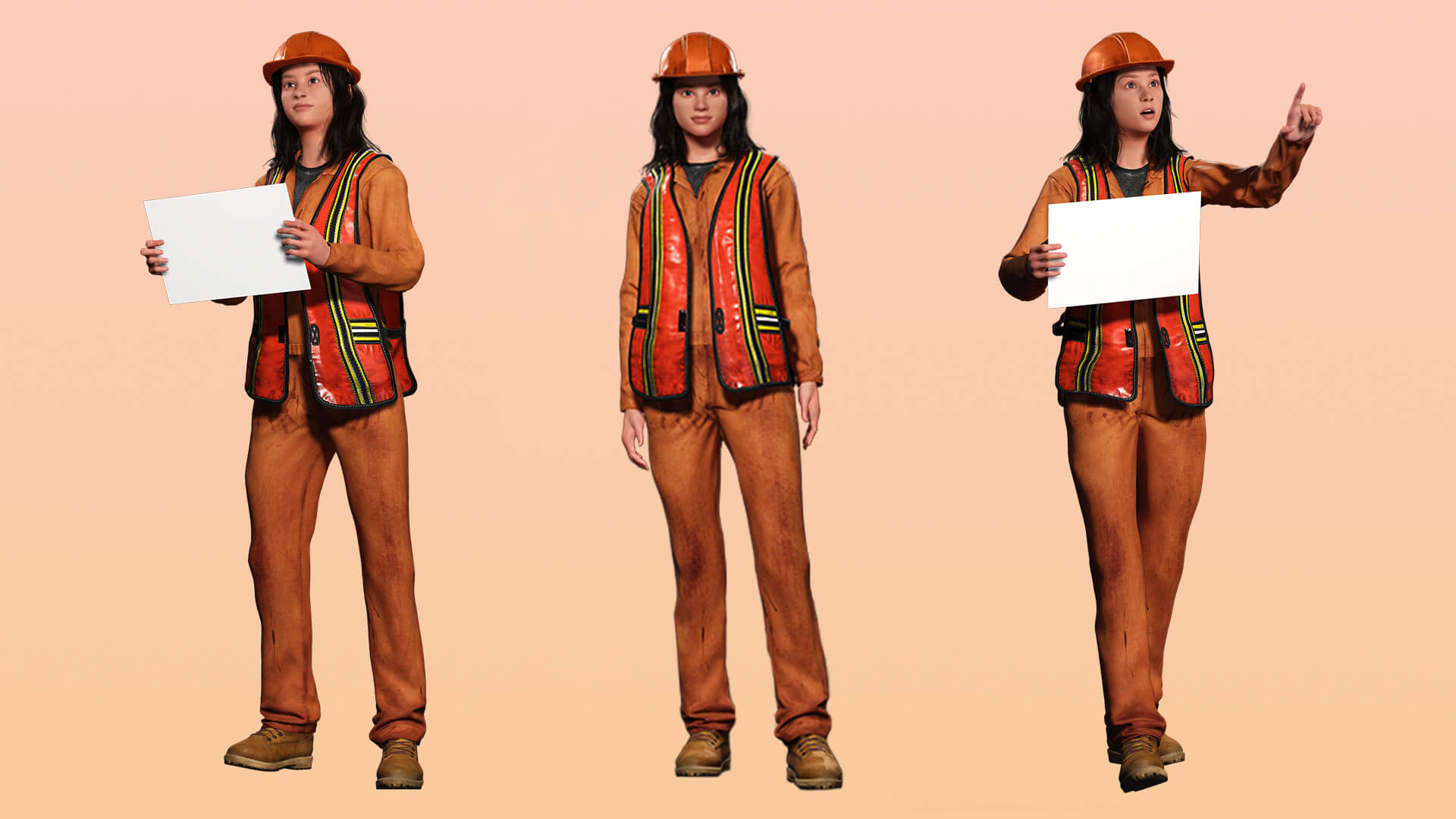 Realistic Female Laborer 3D Model for Construction Projects by khaloui