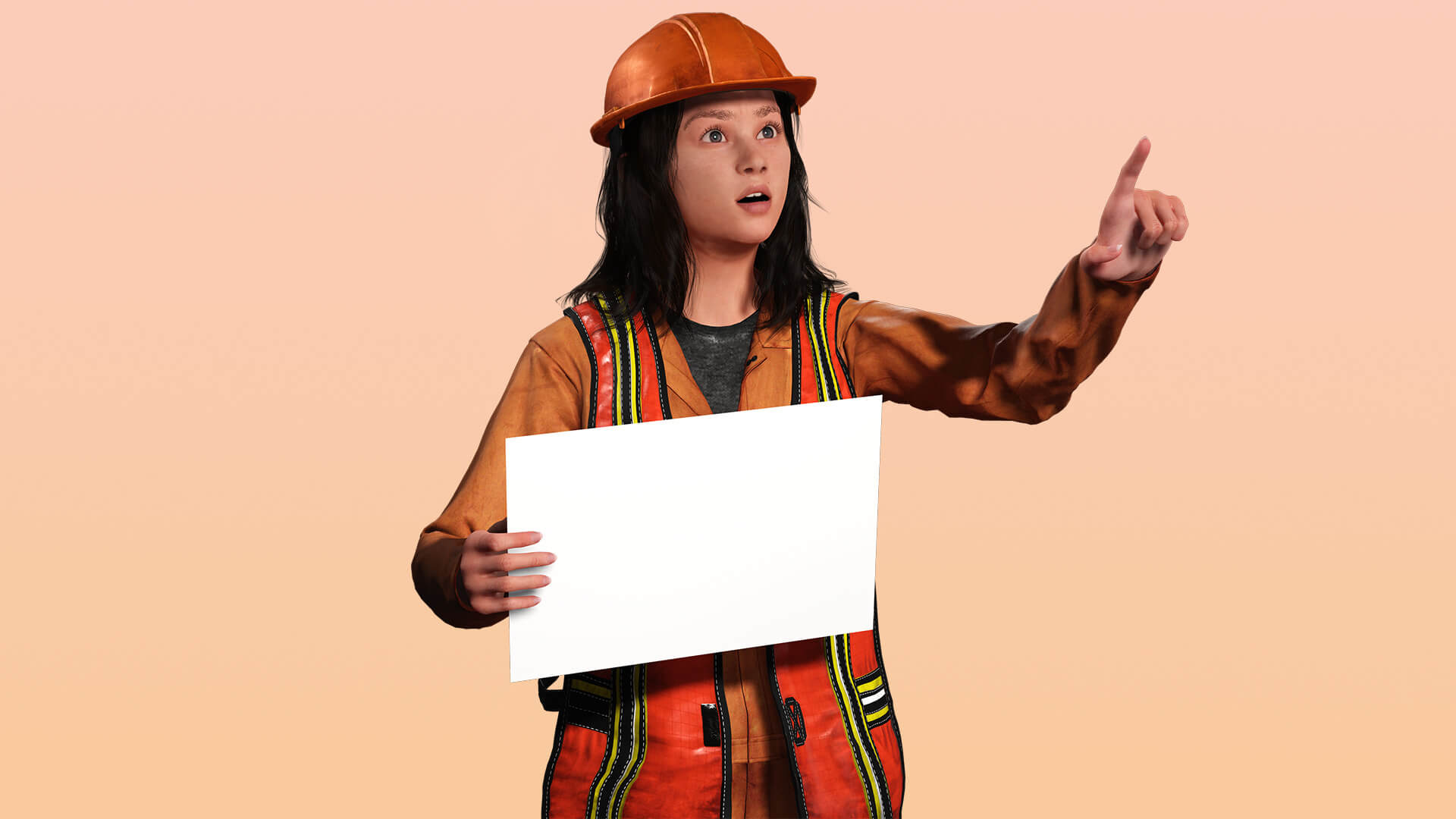 Realistic Female Laborer 3D Model for Construction Projects by khaloui