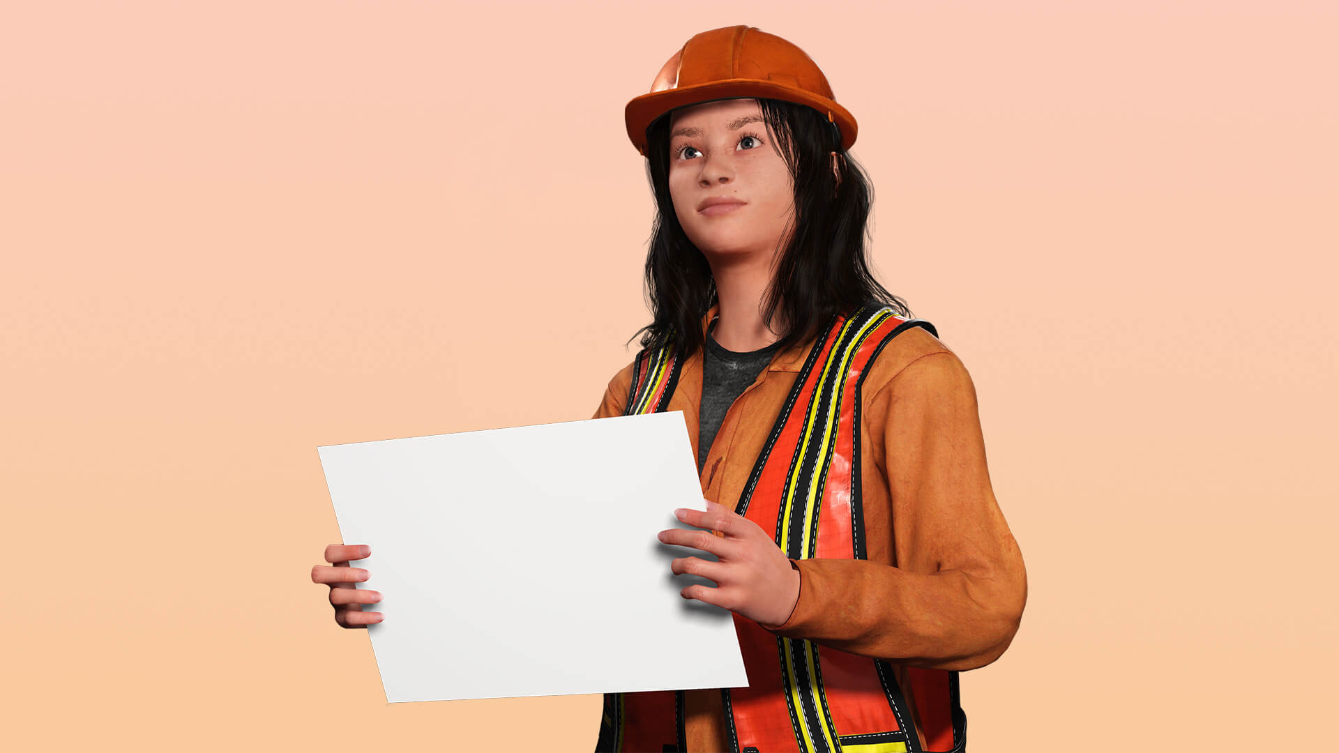 Realistic Female Laborer 3D Model for Construction Projects by khaloui