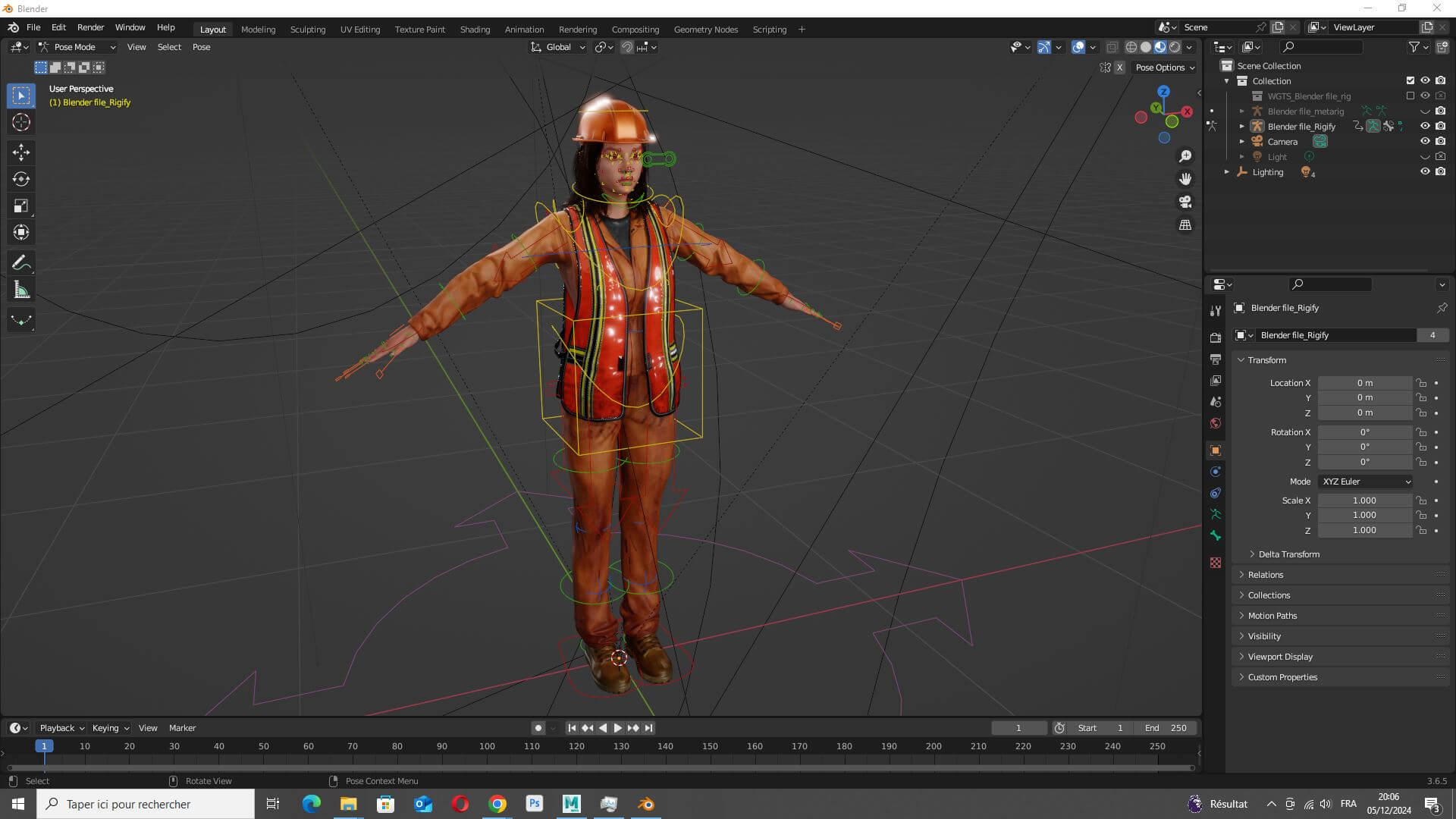 Realistic Female Laborer 3D Model for Construction Projects by khaloui