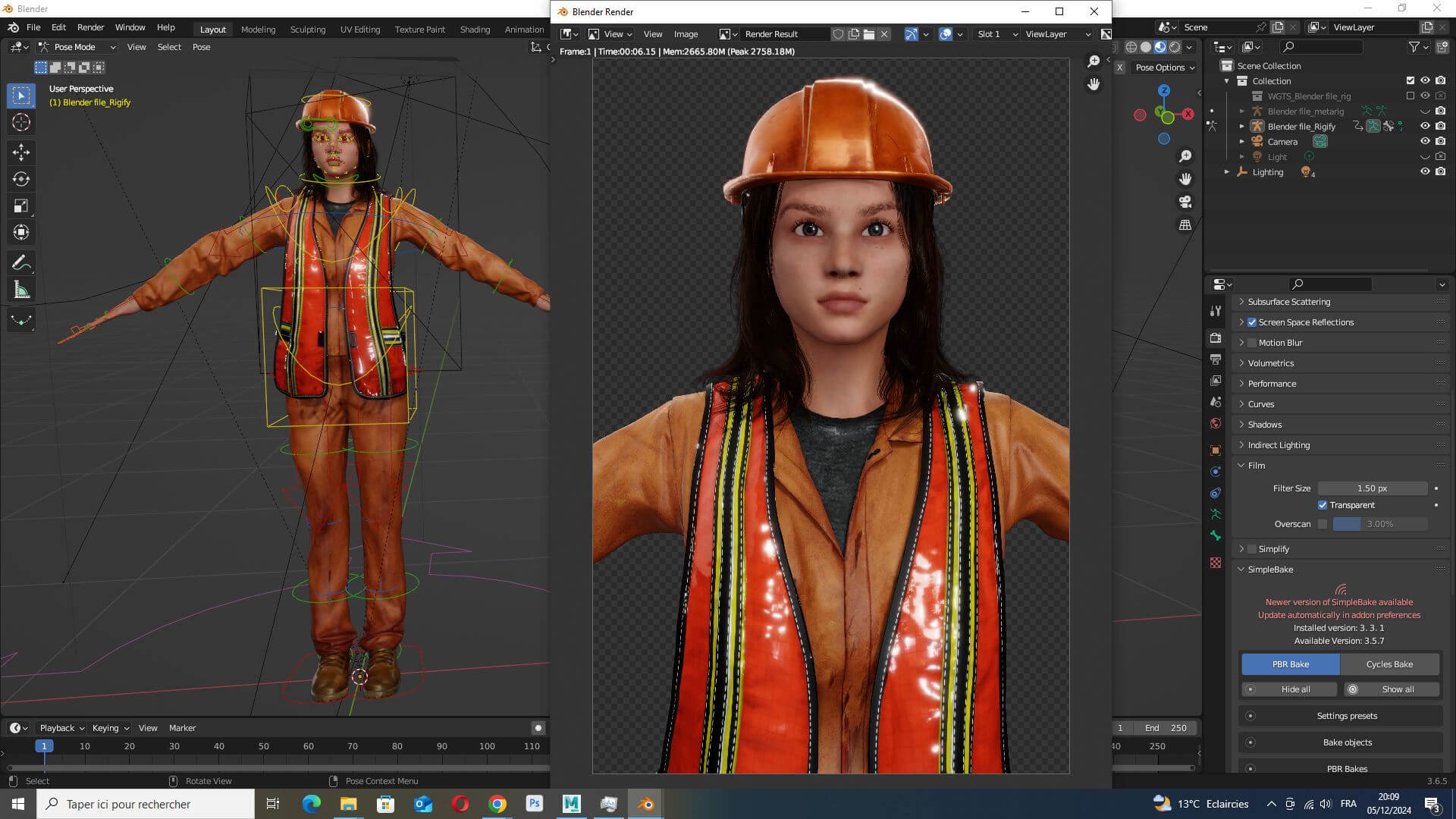 Realistic Female Laborer 3D Model for Construction Projects by khaloui