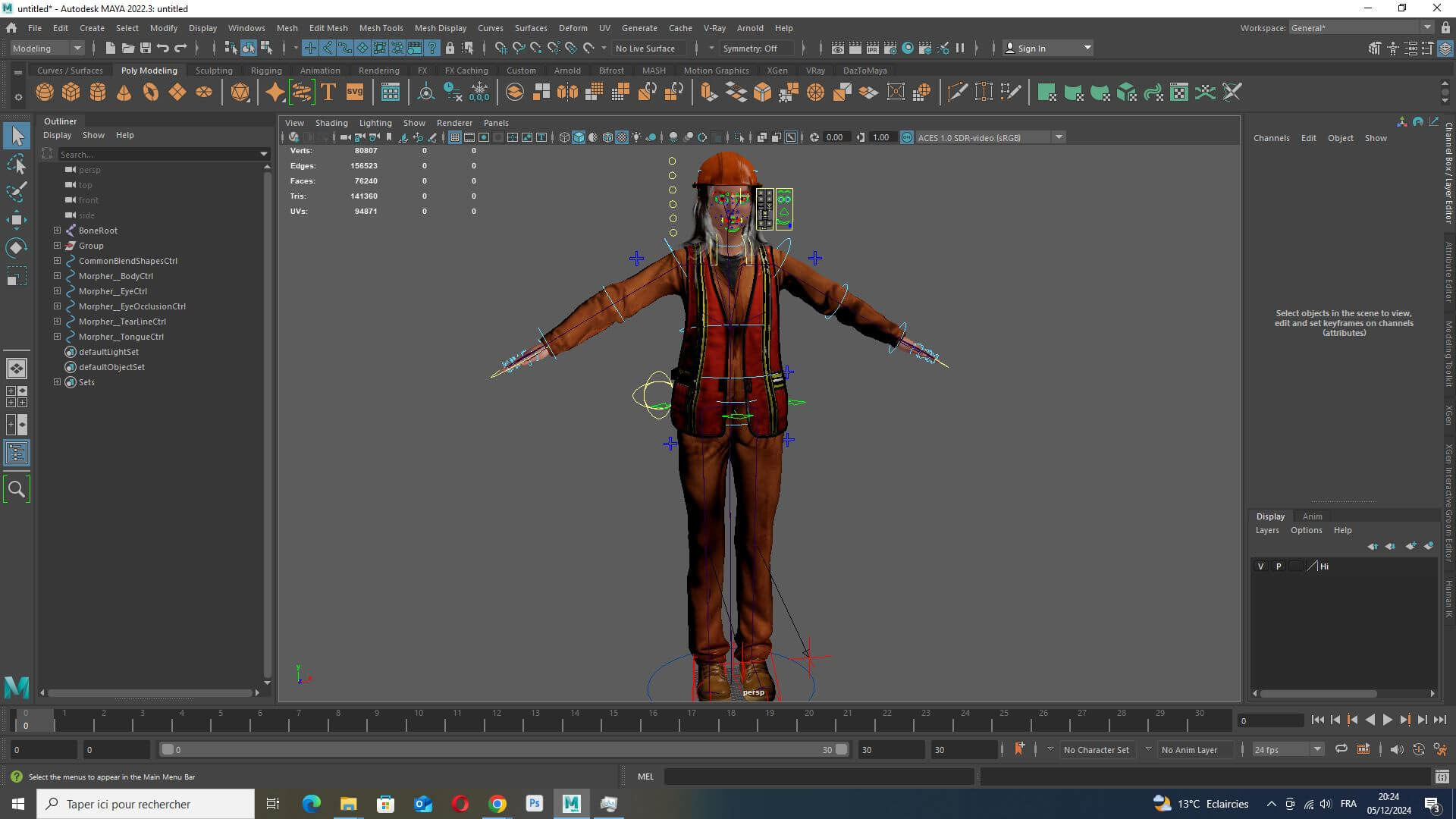 Realistic Female Laborer 3D Model for Construction Projects by khaloui