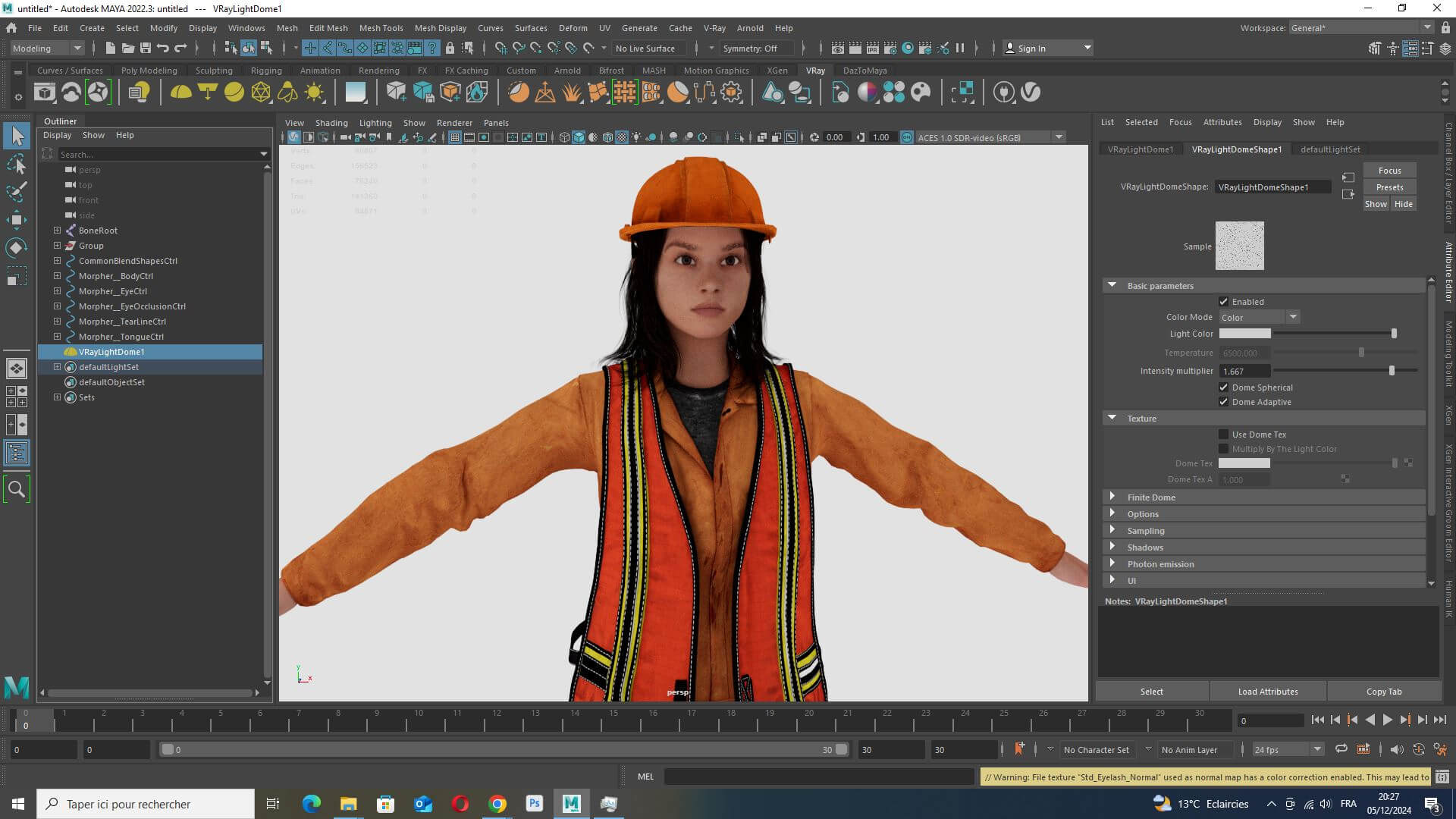 Realistic Female Laborer 3D Model for Construction Projects by khaloui