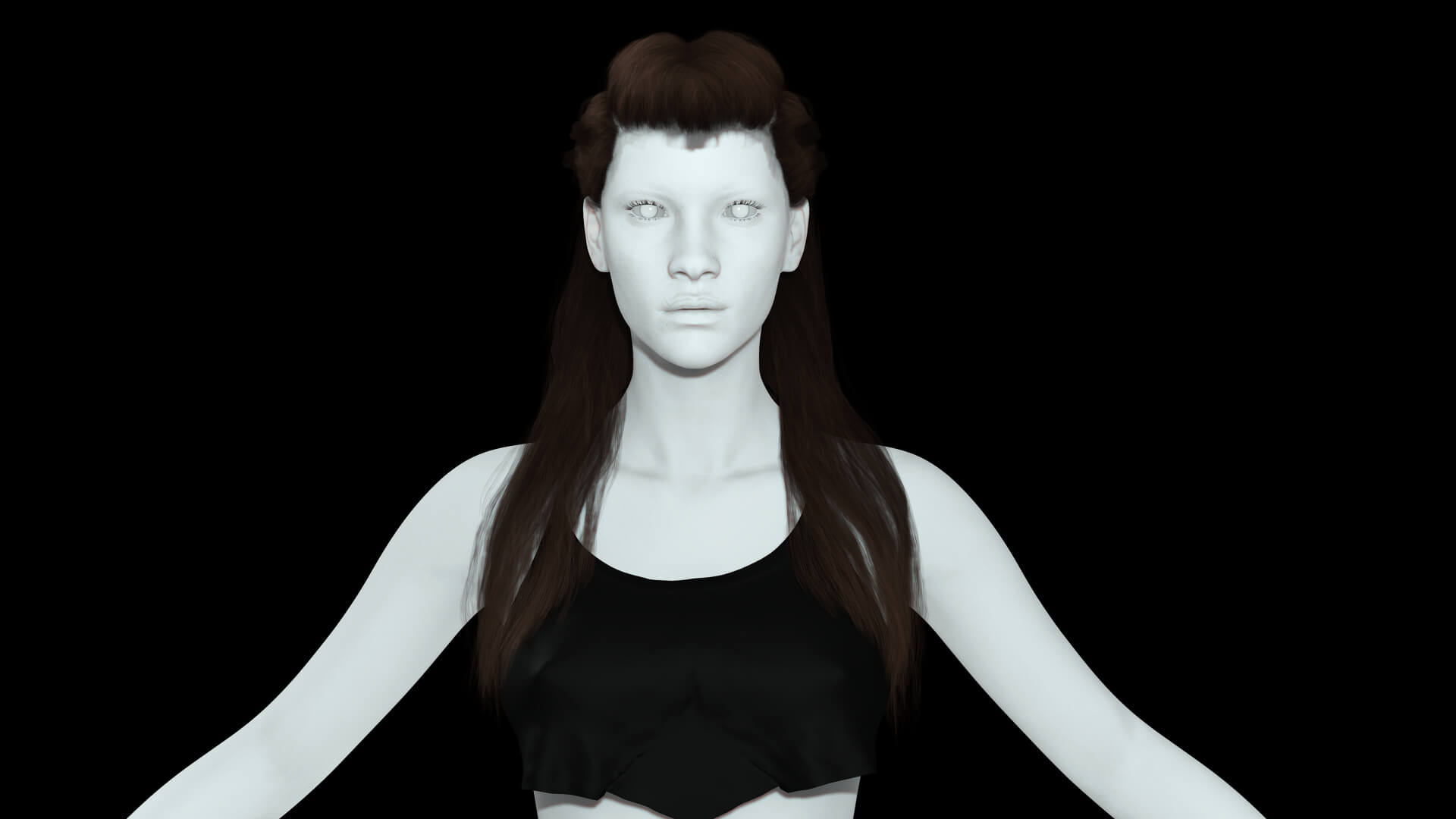 Realistic Female Long Hair Colorable Cards - 3D Model by khaloui