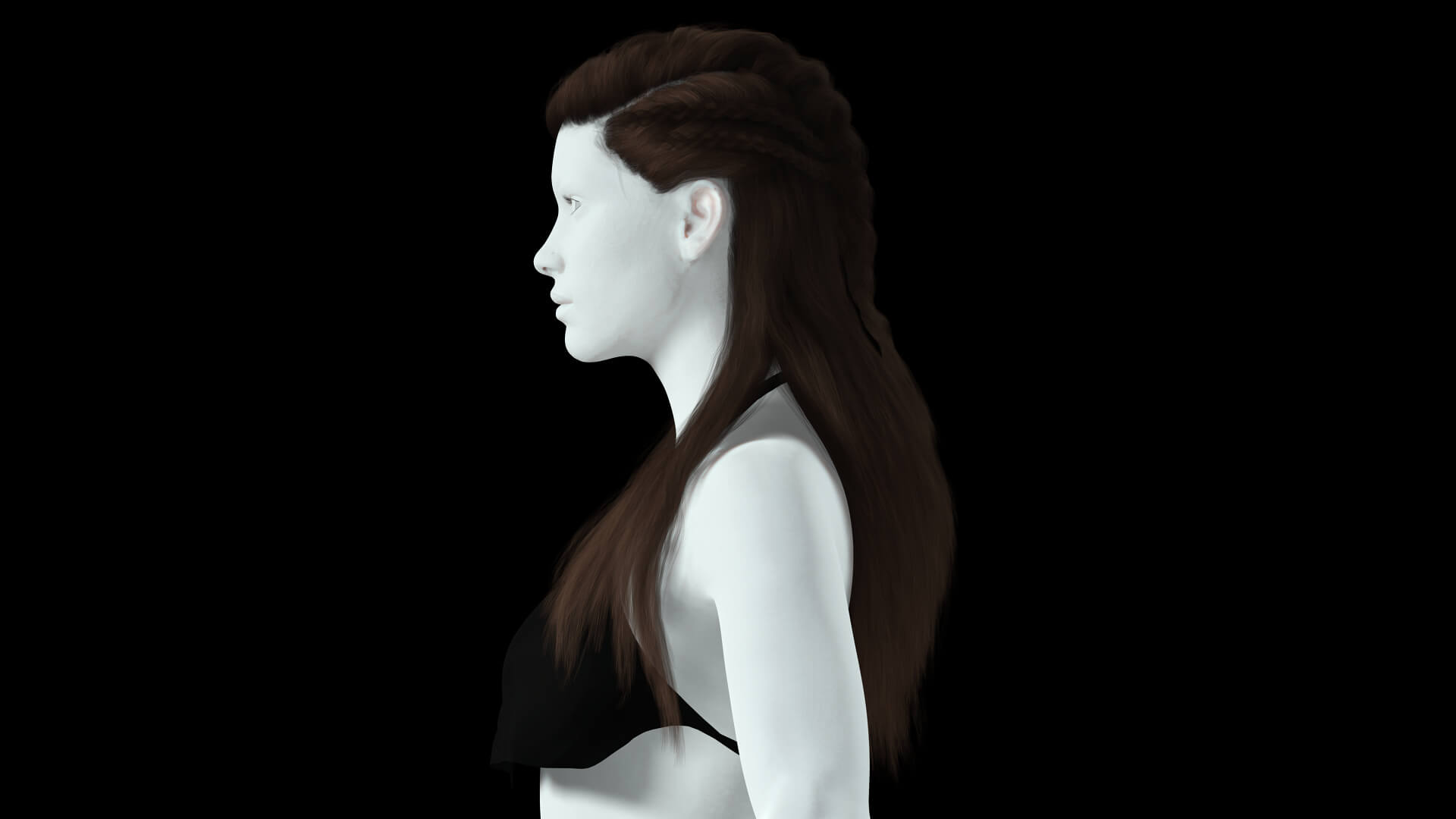 Realistic Female Long Hair Colorable Cards - 3D Model by khaloui