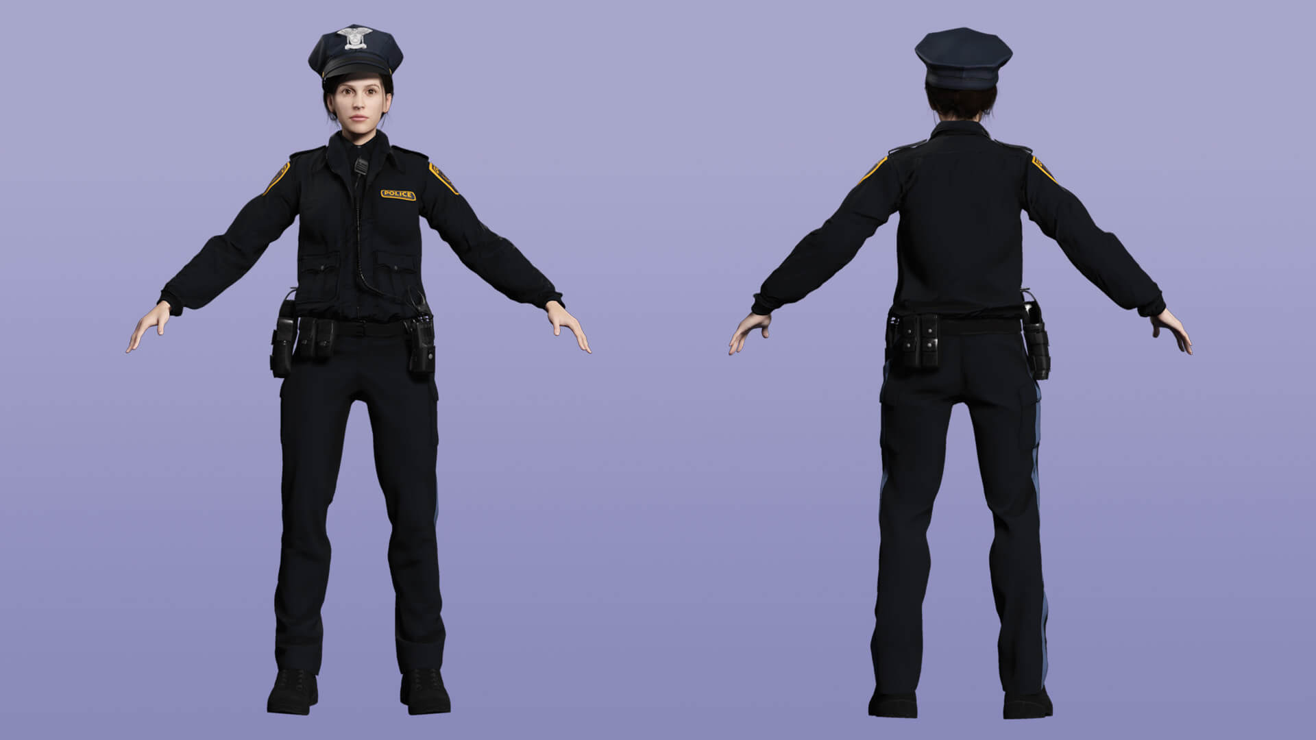 Realistic Female Police Officer - 3D Model by khaloui