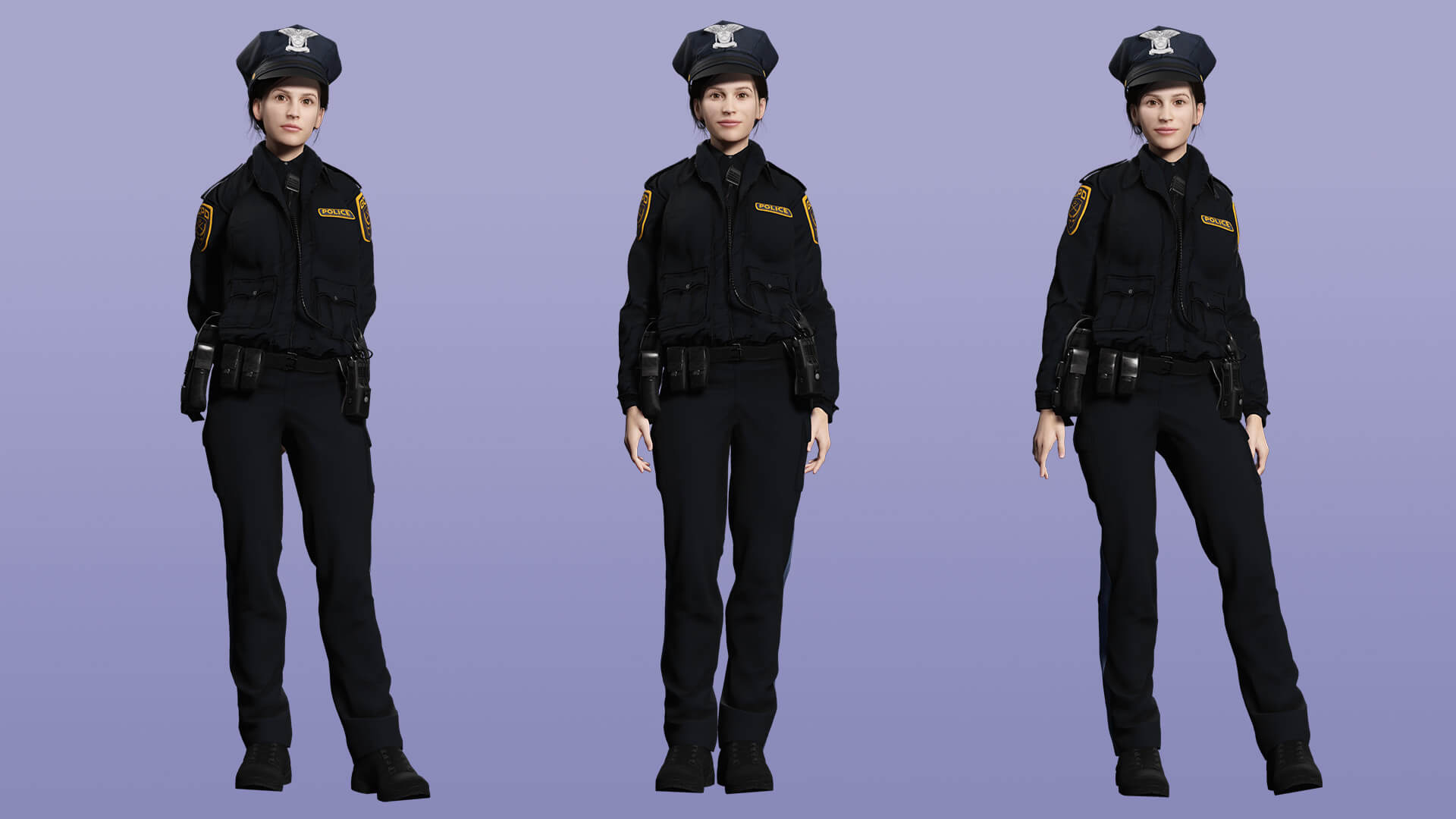 Realistic Female Police Officer - 3D Model by khaloui