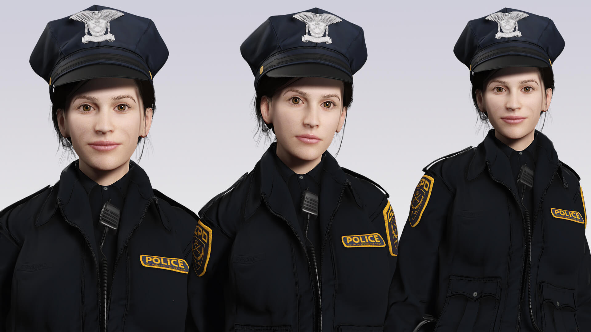 Realistic Female Police Officer - 3D Model by khaloui