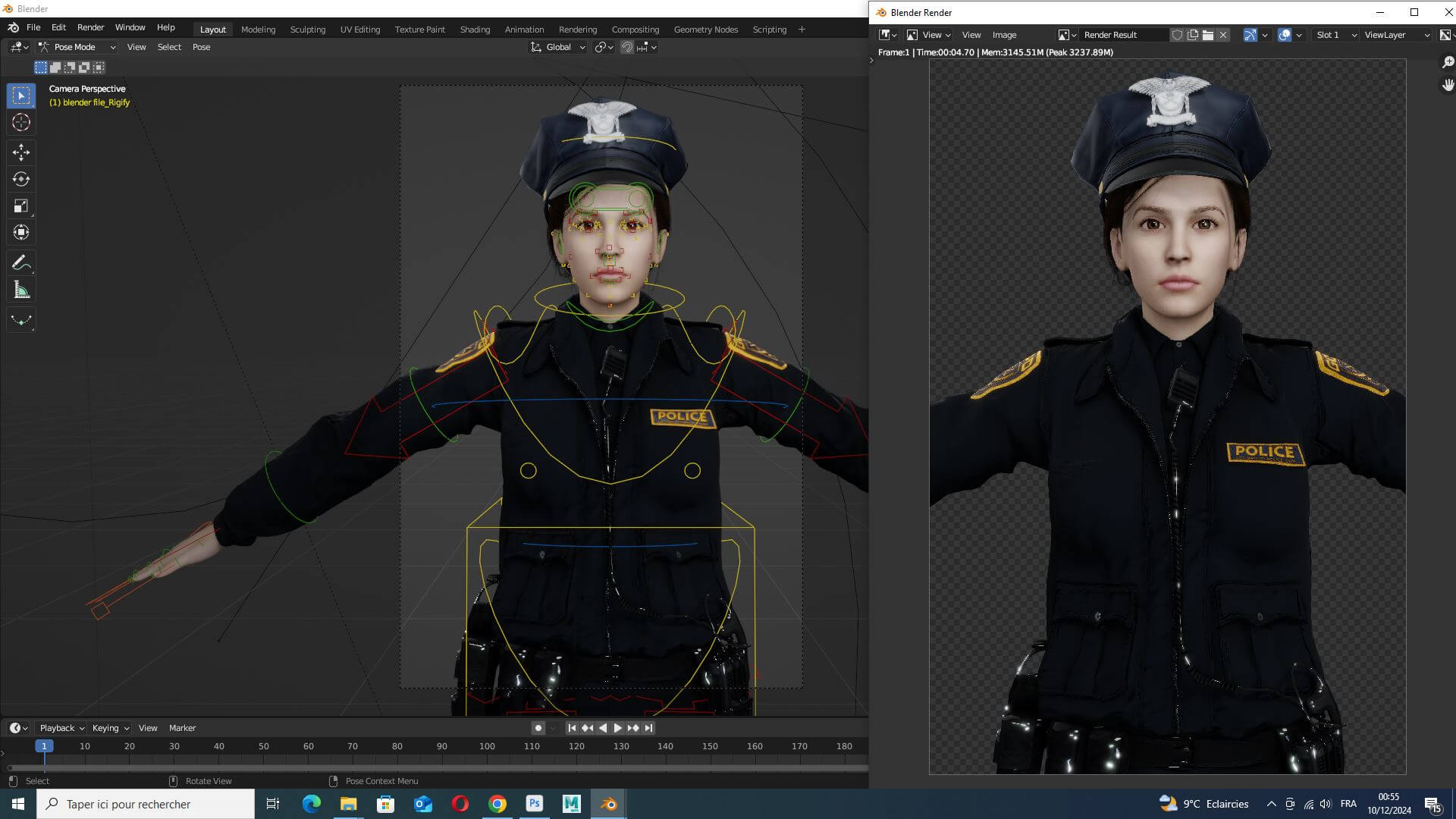 Realistic Female Police Officer - 3D Model by khaloui