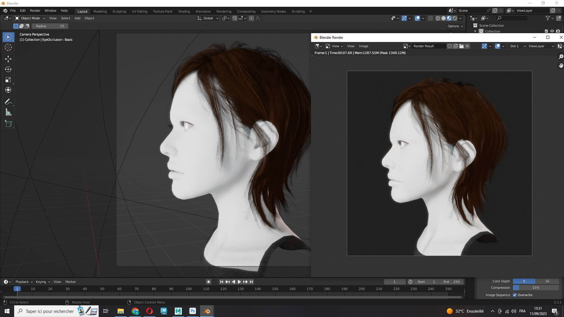 Female Short Hair - Pixie Cut 3D Model by khaloui