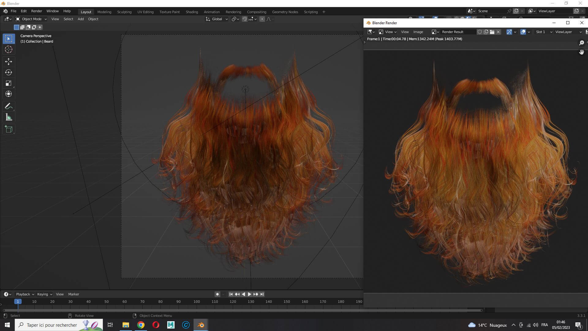 Realistic Full Beard - 3D Model by khaloui