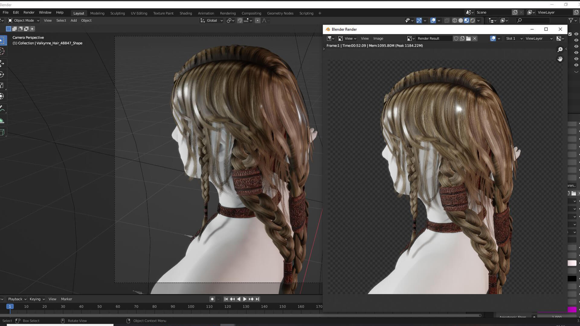 Hair Braid - Free 3D Model by khaloui