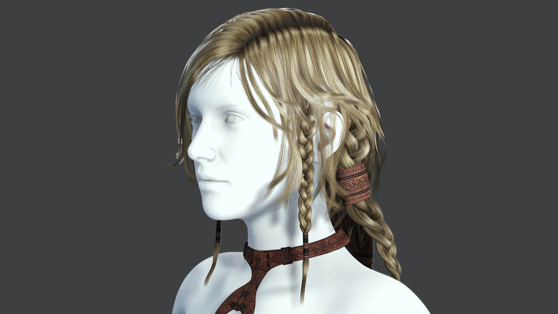Realistic Hair Braid Realtime Low Poly - 3D Model by khaloui