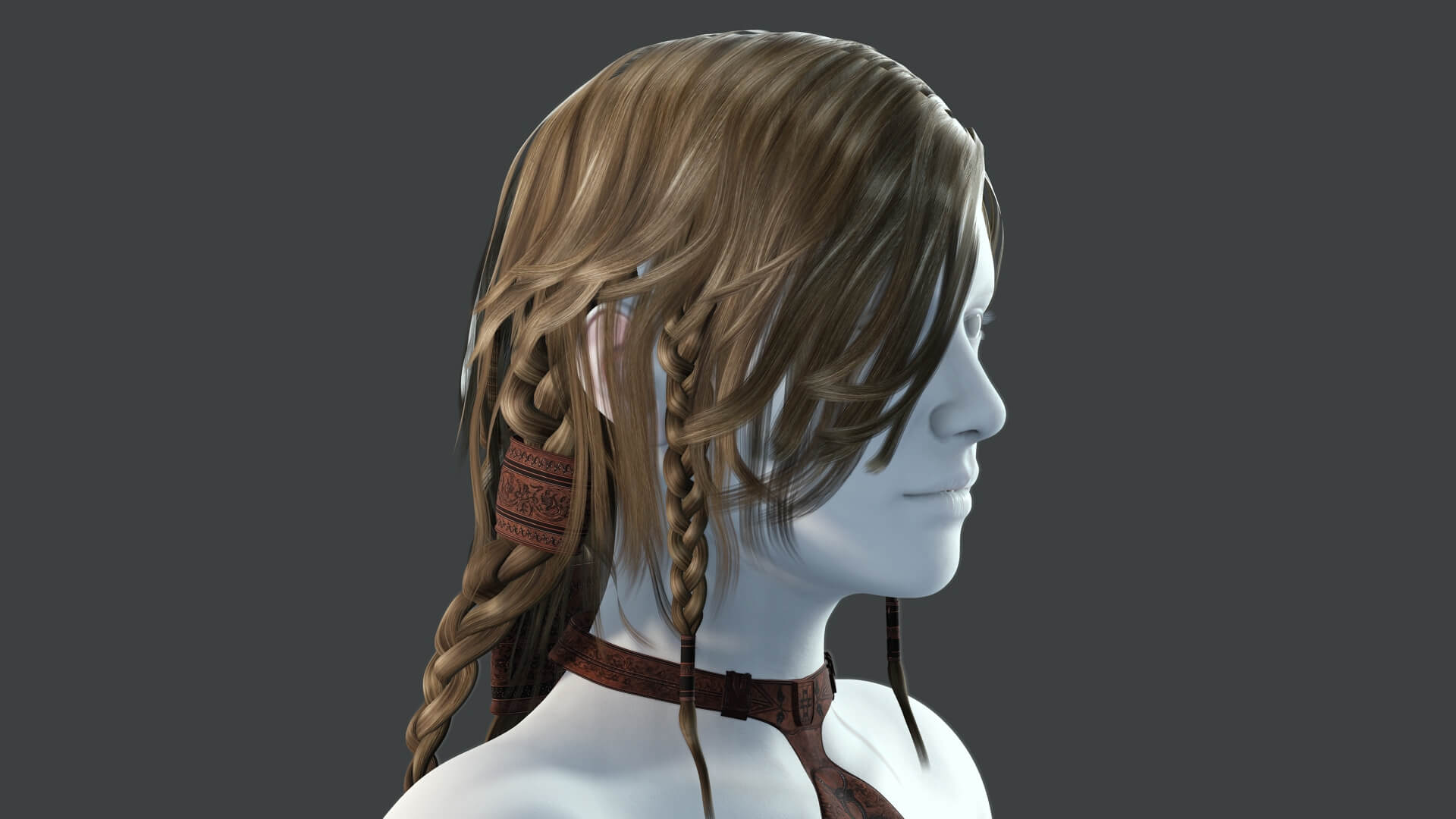 Realistic Hair Braid Realtime Low Poly - 3D Model by khaloui