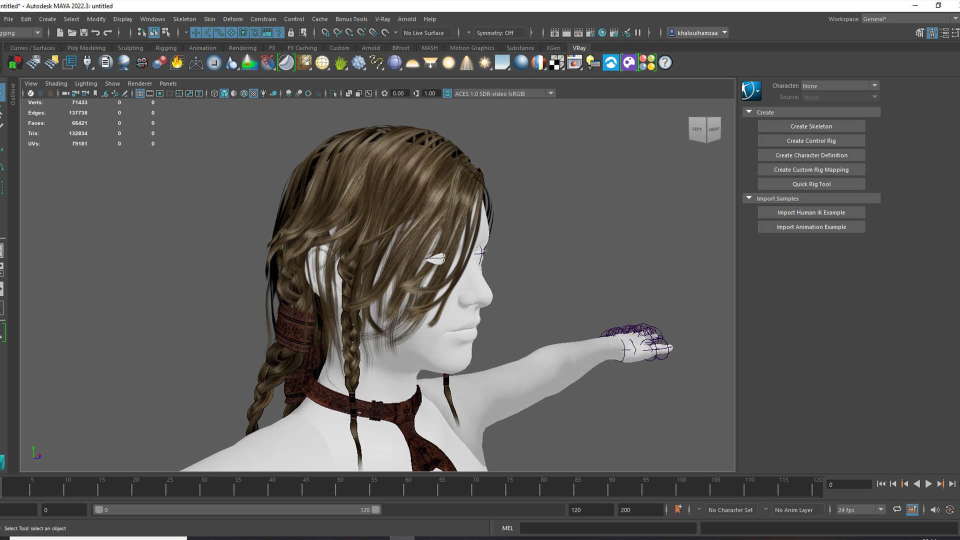Realistic Hair Braid Realtime Low Poly - 3D Model by khaloui
