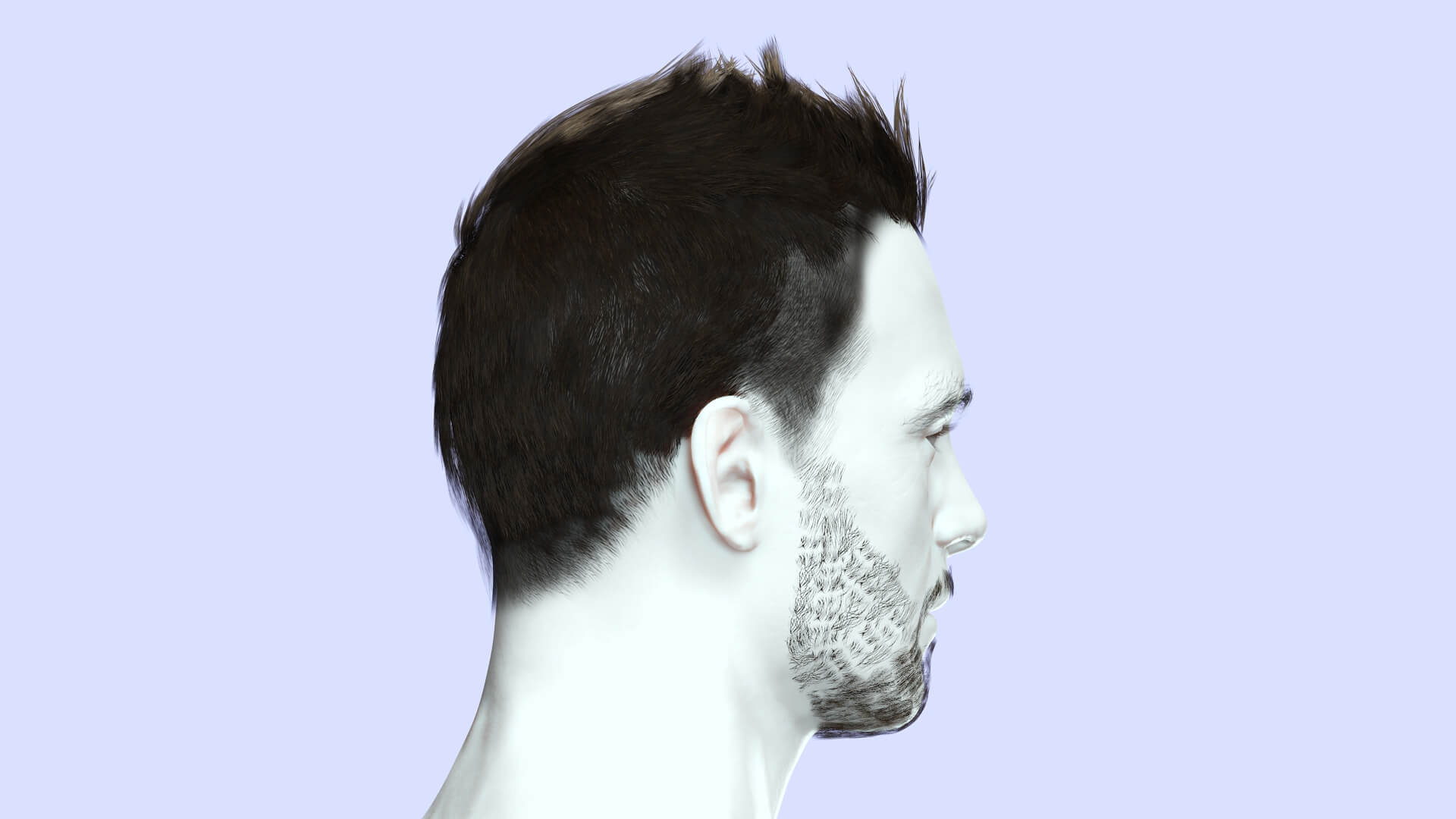 Realistic Hair - Faux Hawk Style 3D Model by khaloui