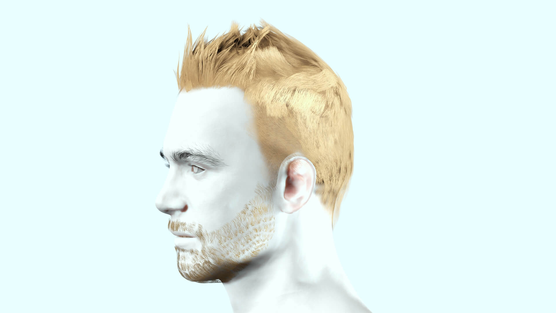 Realistic Hair - Faux Hawk Style 3D Model by khaloui