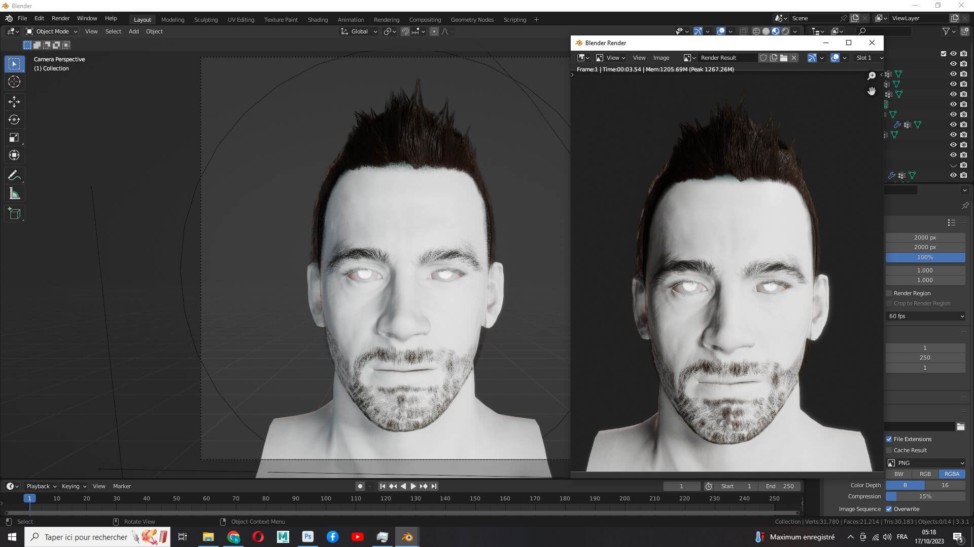 Realistic Hair - Faux Hawk Style 3D Model by khaloui