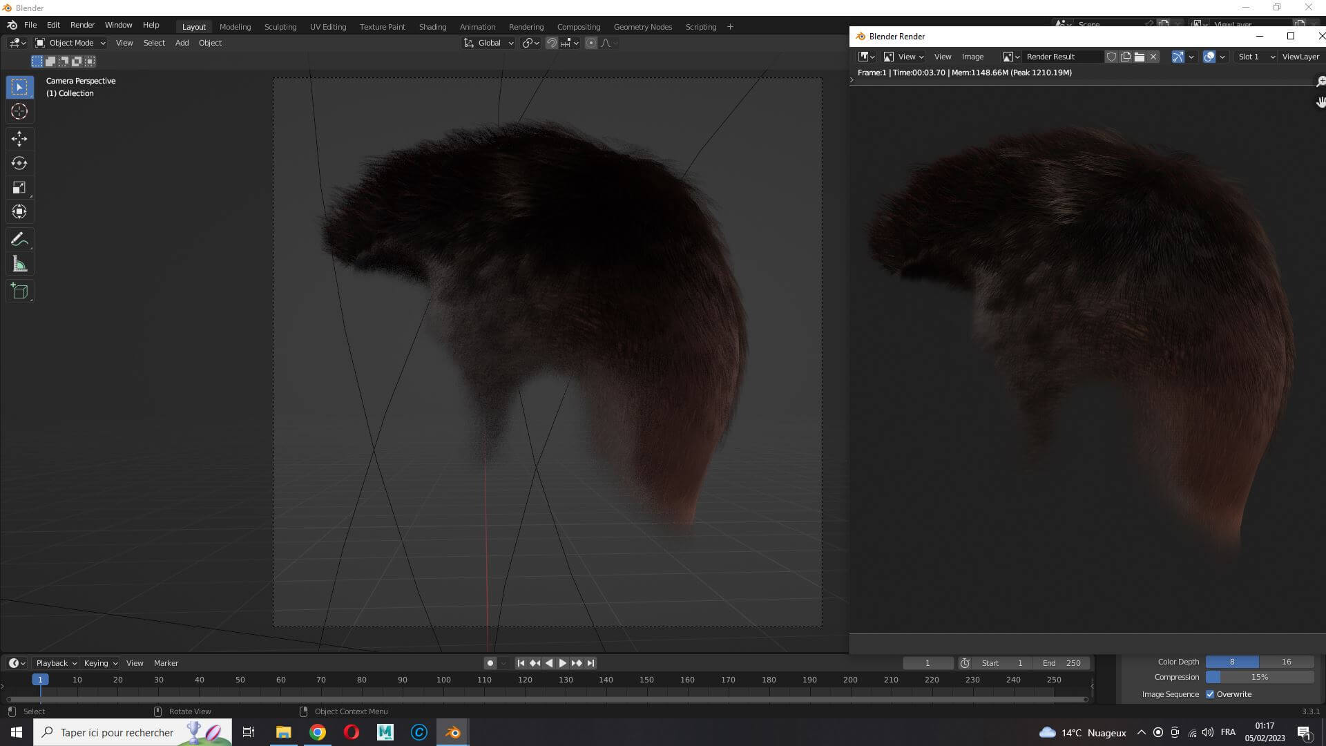 Realistic Hair Hawk - 3D Model by khaloui