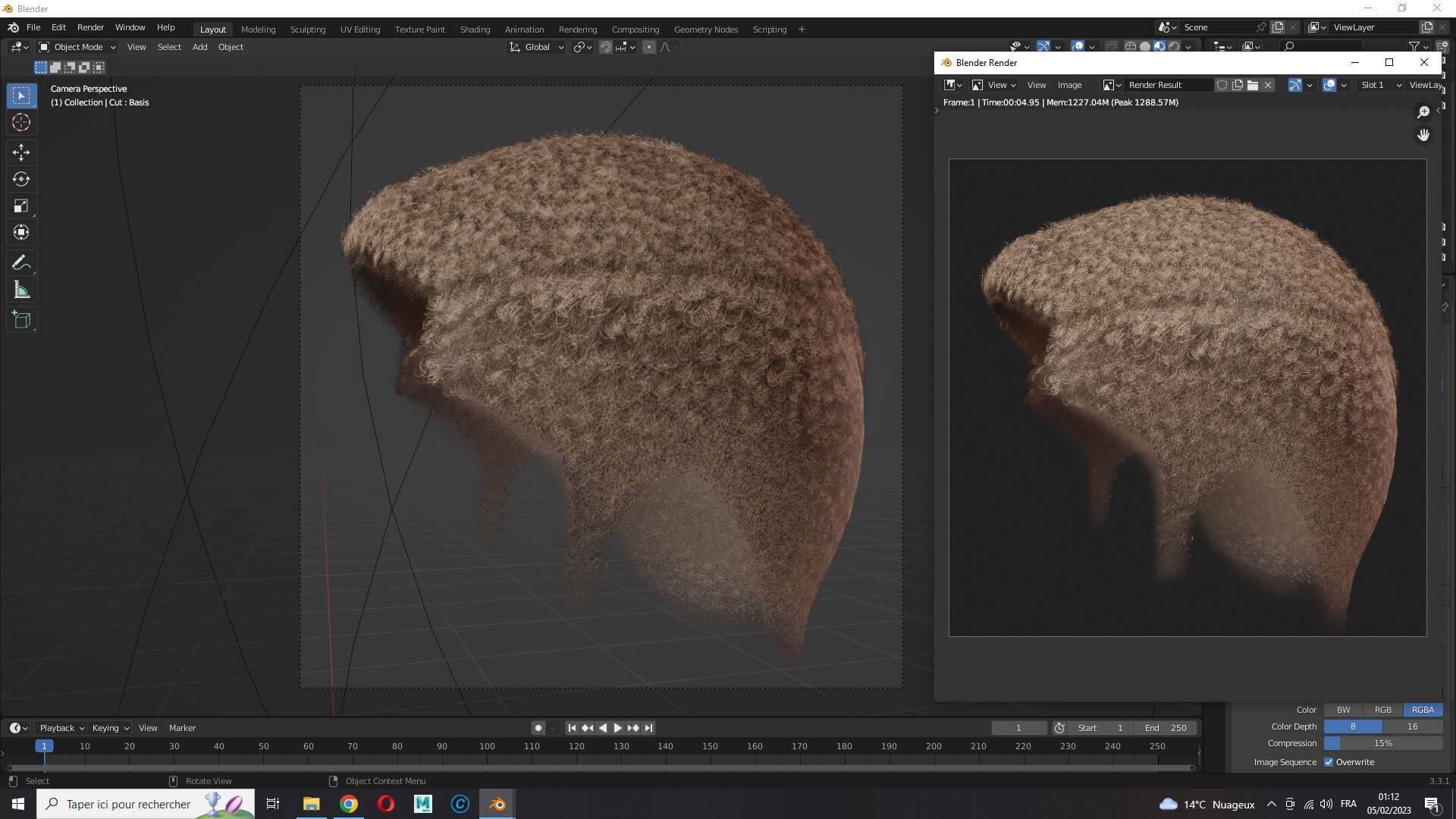 Realistic Hair Male - 3D Model by khaloui