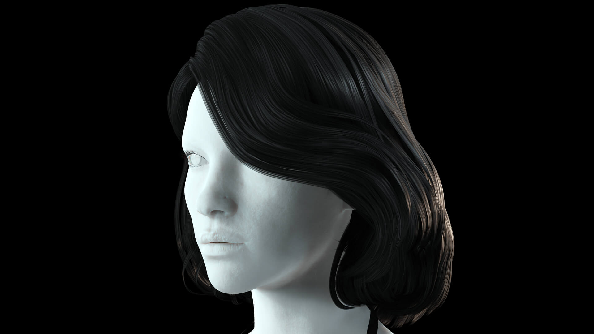 Realistic Female Hair Low Poly - 3D Model by khaloui