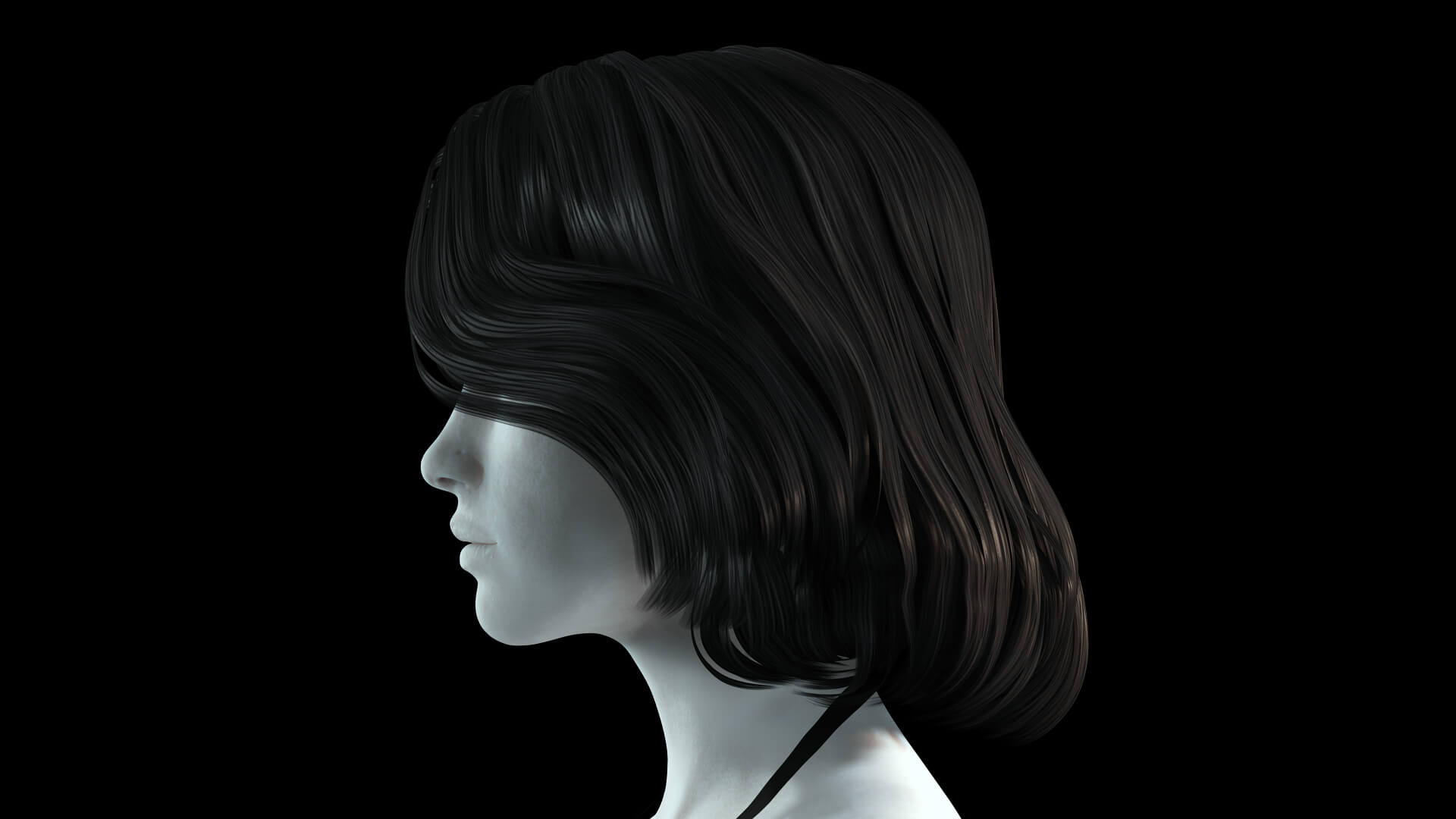 Realistic Female Hair Low Poly - 3D Model by khaloui